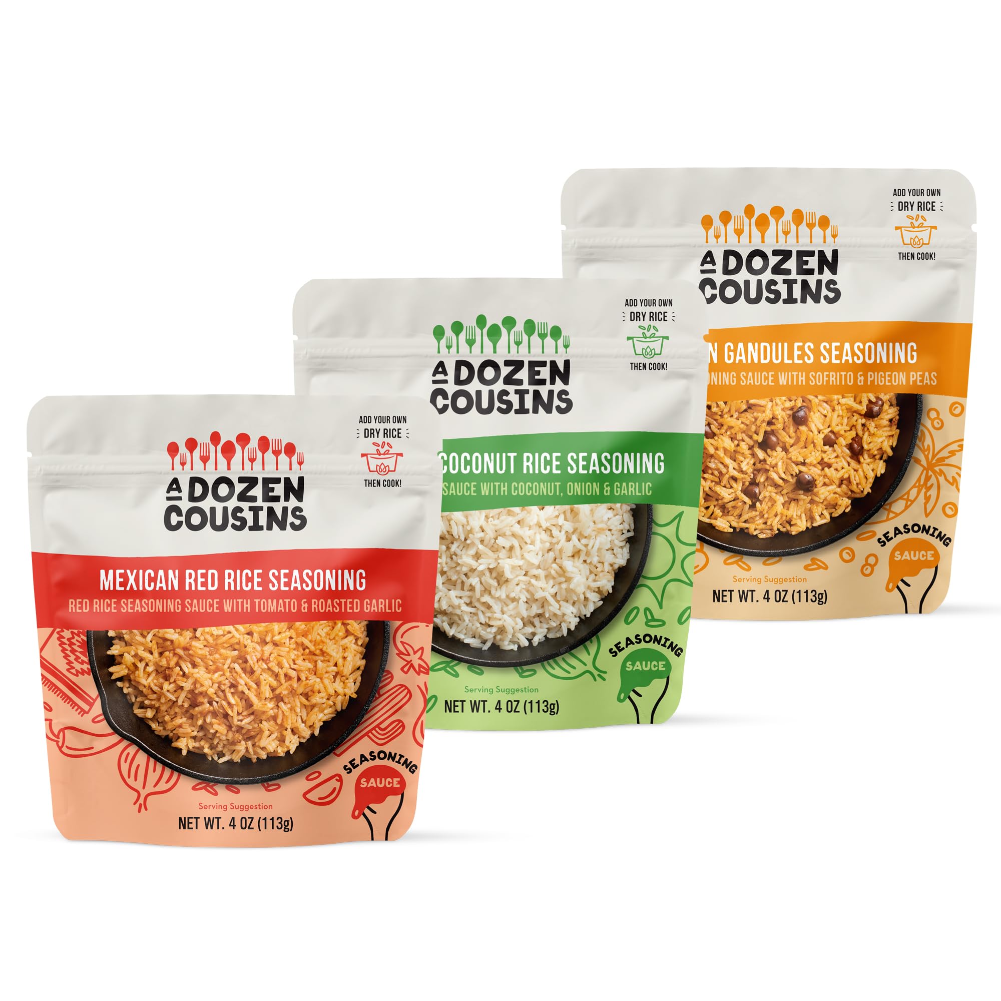 Buy A Dozen Cousins Rice Seasoning Sauce Packets - Season and Prepare ...