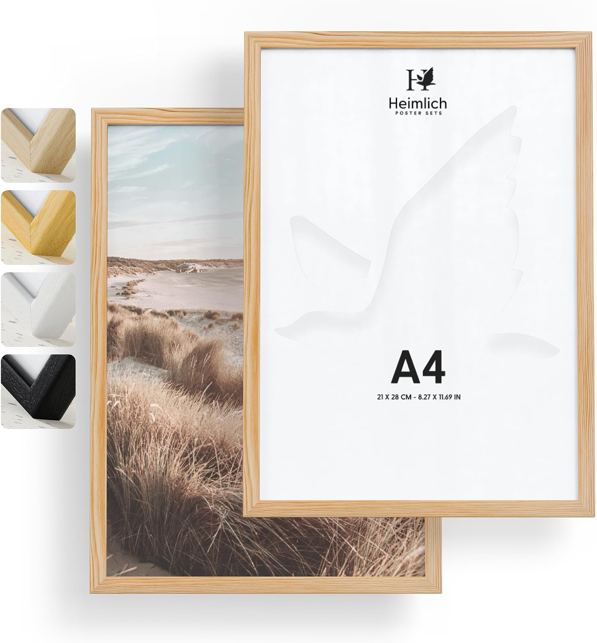 Tebery Lot de 4 cadres photo A4 en bois pour décoration murale ou table ...