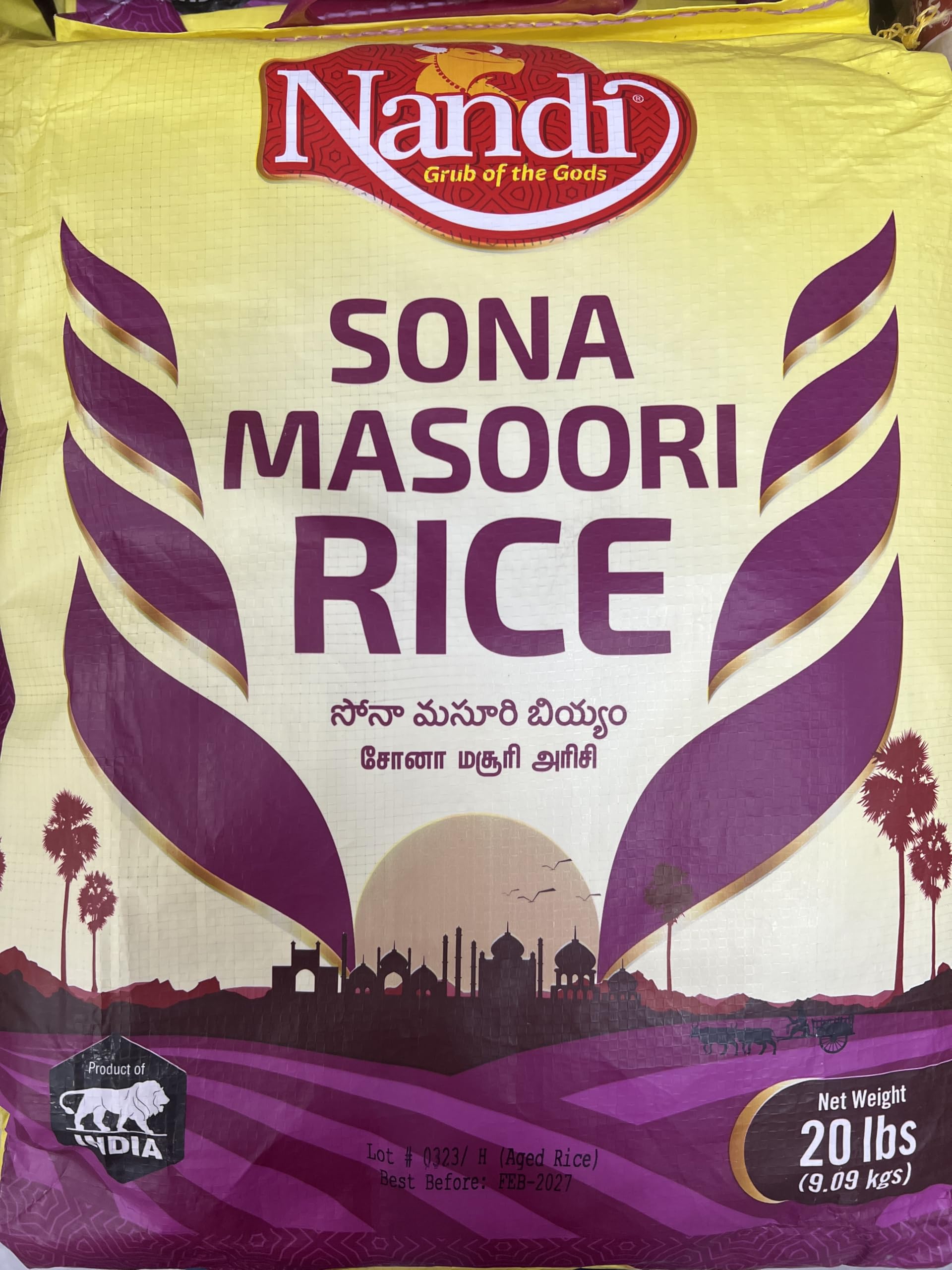 Amazon.com : Nandi Sonamasoori Rice – 20lb Premium Aromatic Indian Rice ...