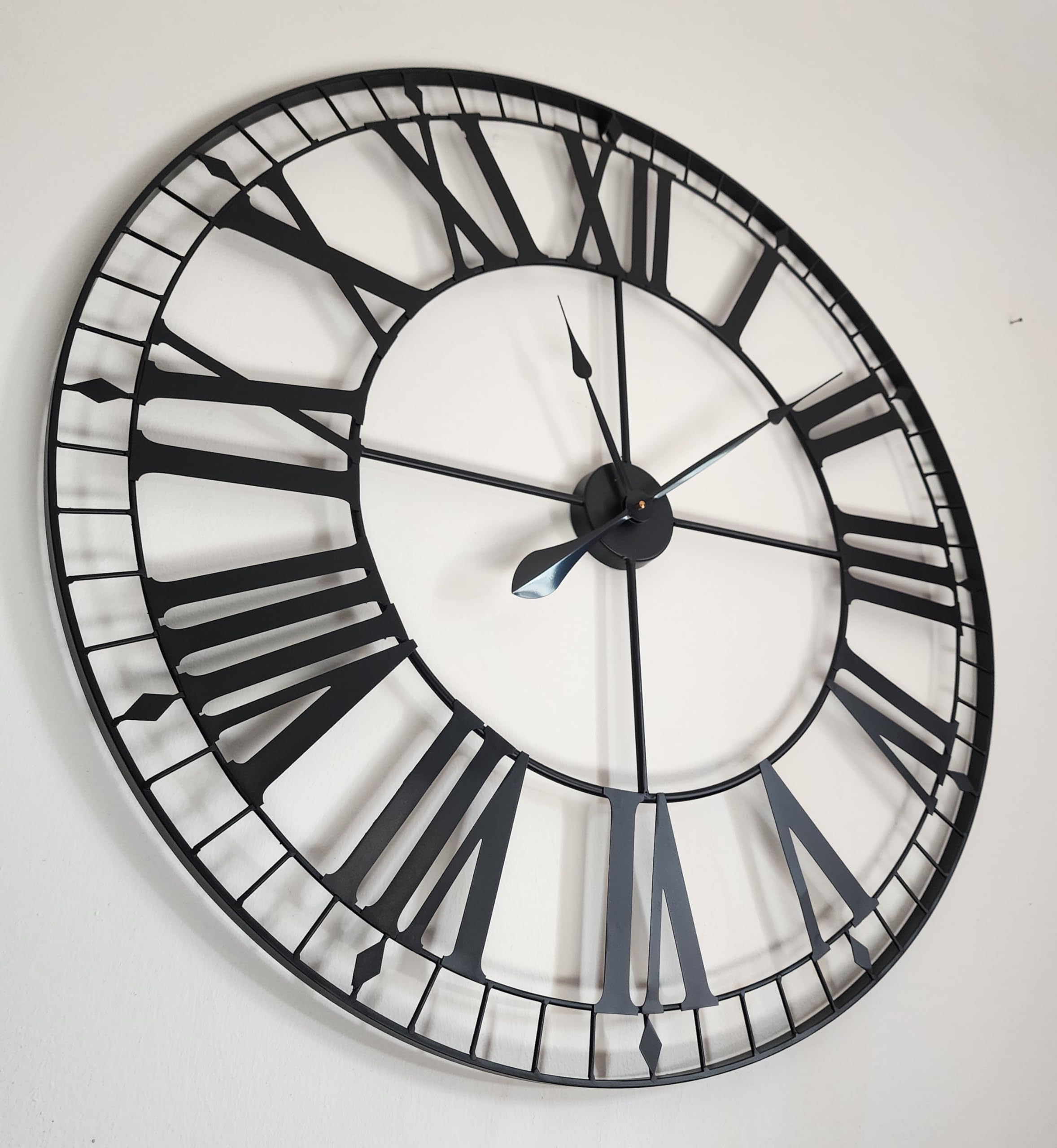 MMM Home Decor XXL 88cm Extra Large Skeleton Wall Clock - Black Metal ...