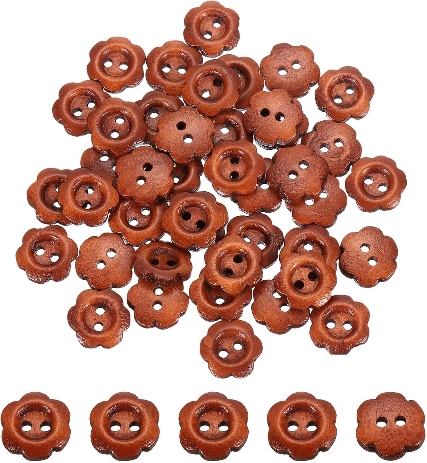 Amazon.com: uxcell 50Pcs Wooden Buttons, 12mm Flower Shape Wood Buttons ...