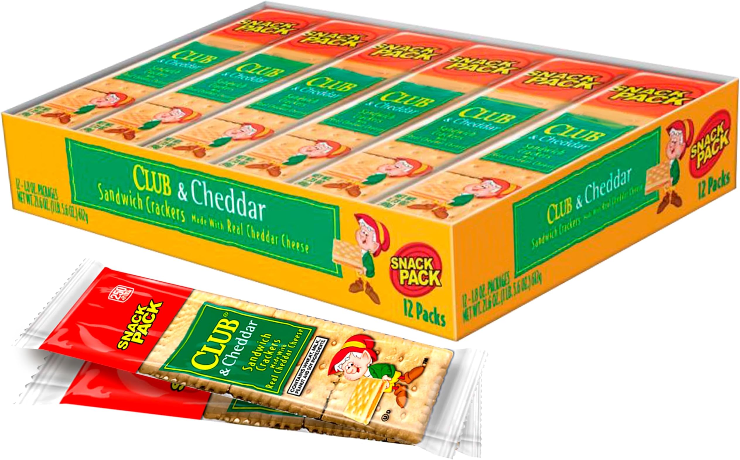 Amazon.com: Club & Cheddar Cheese Sandwich Crackers - Individually ...