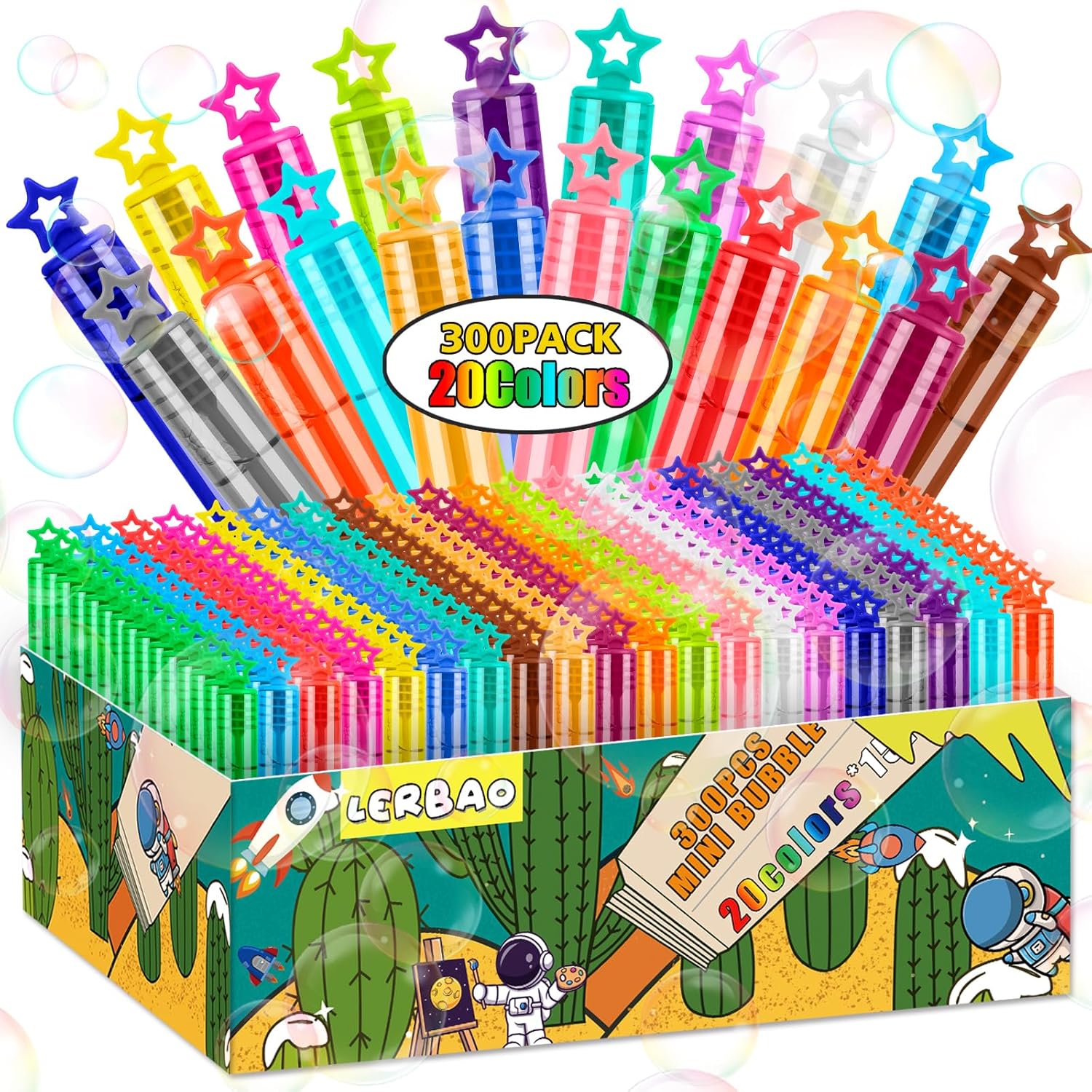 Amazon.com: LerBao 300Pcs 20 Colors Mini Star Bubble Wands,Party Favors ...