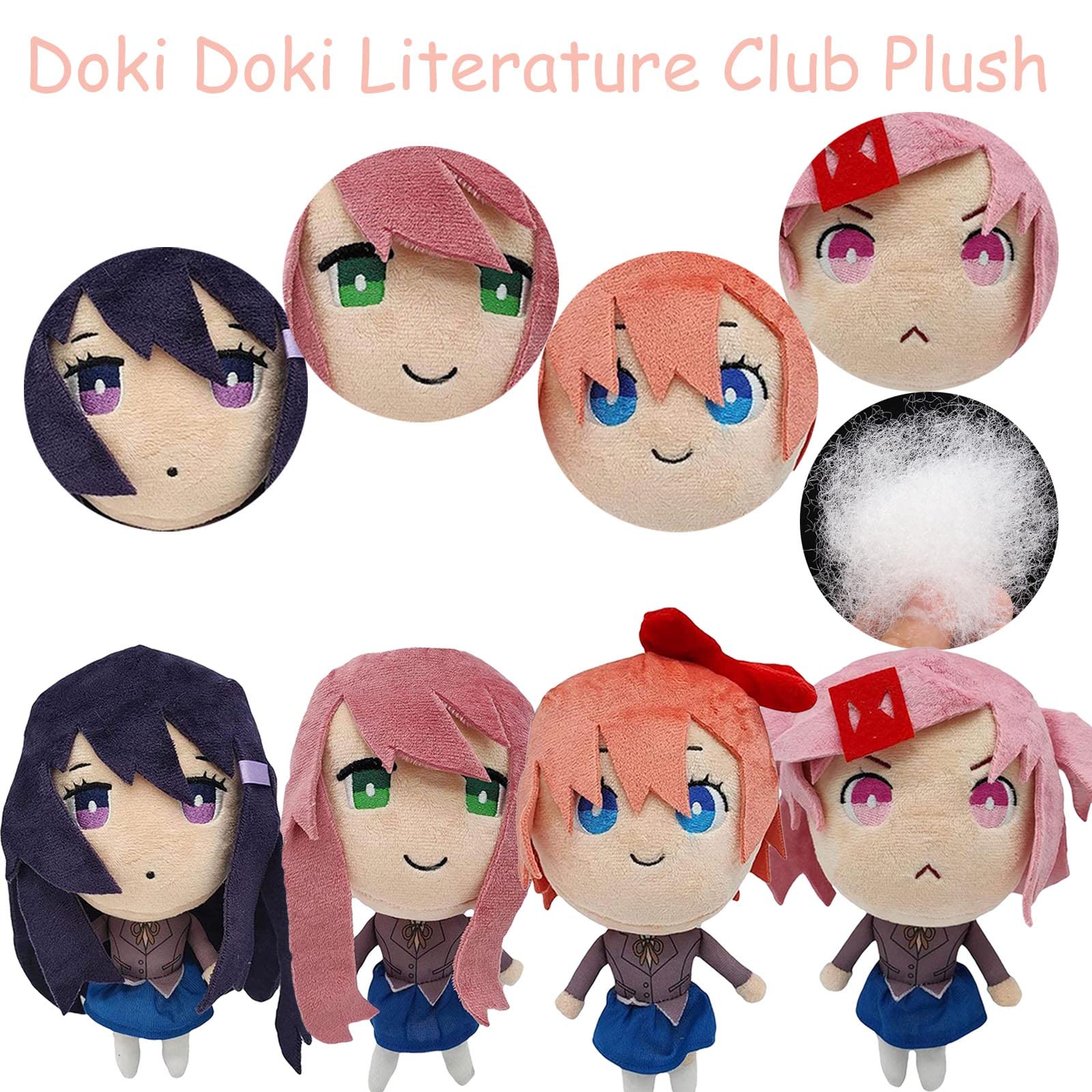 Ddlc Plush 8.2in Doki Doki Literature Club Natsuki/Monika/Yuri/Sayori ...