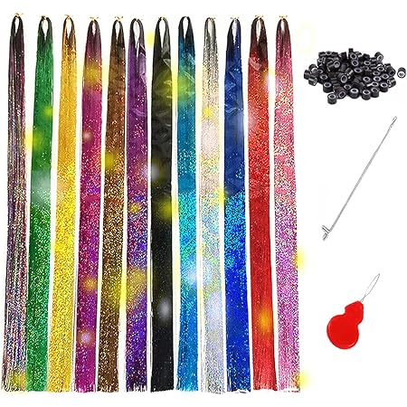 Amazon.com : Hair Tinsel Glitter Strands - by HAIR DAZZLE - 100 x 40 ...