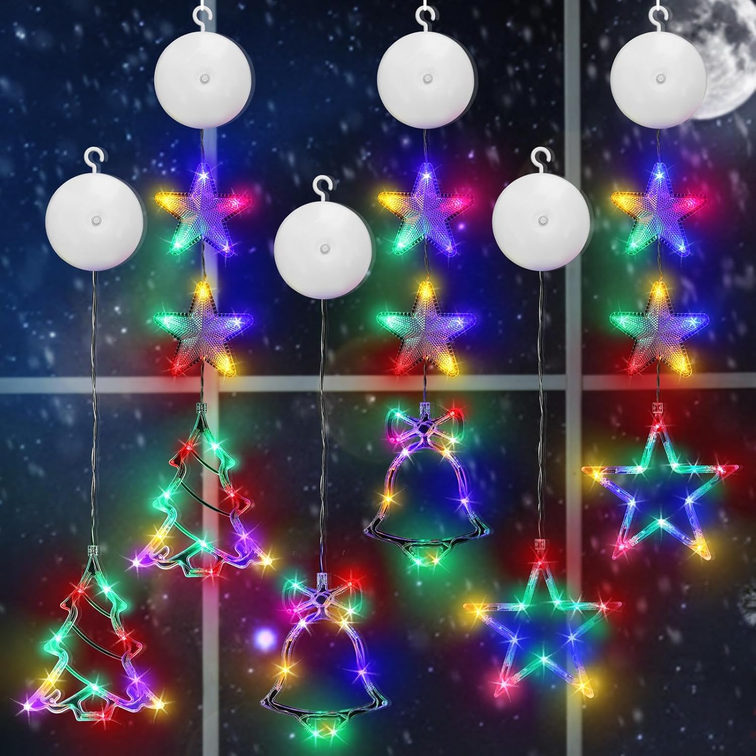 Amazon.com: VIHOSE 6 Pcs Christmas Window Lights Decorations Bell Xmas ...