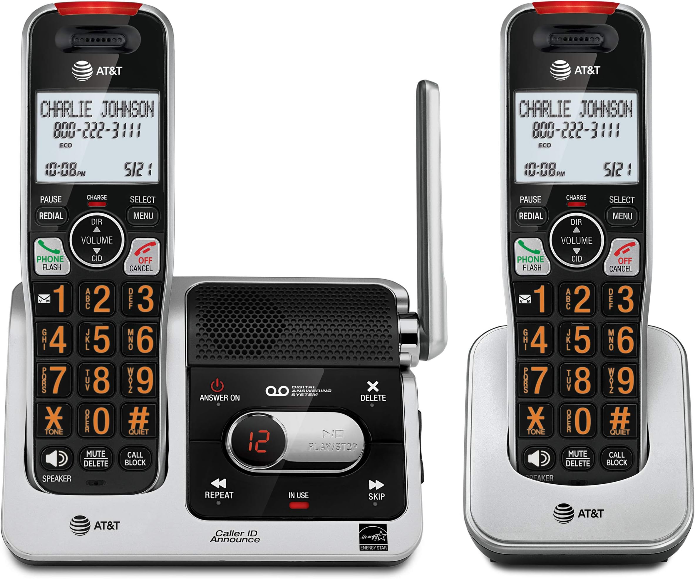 AT&T BL102-2S 2-Handset Cordless Phone with Answering System, 2 ...