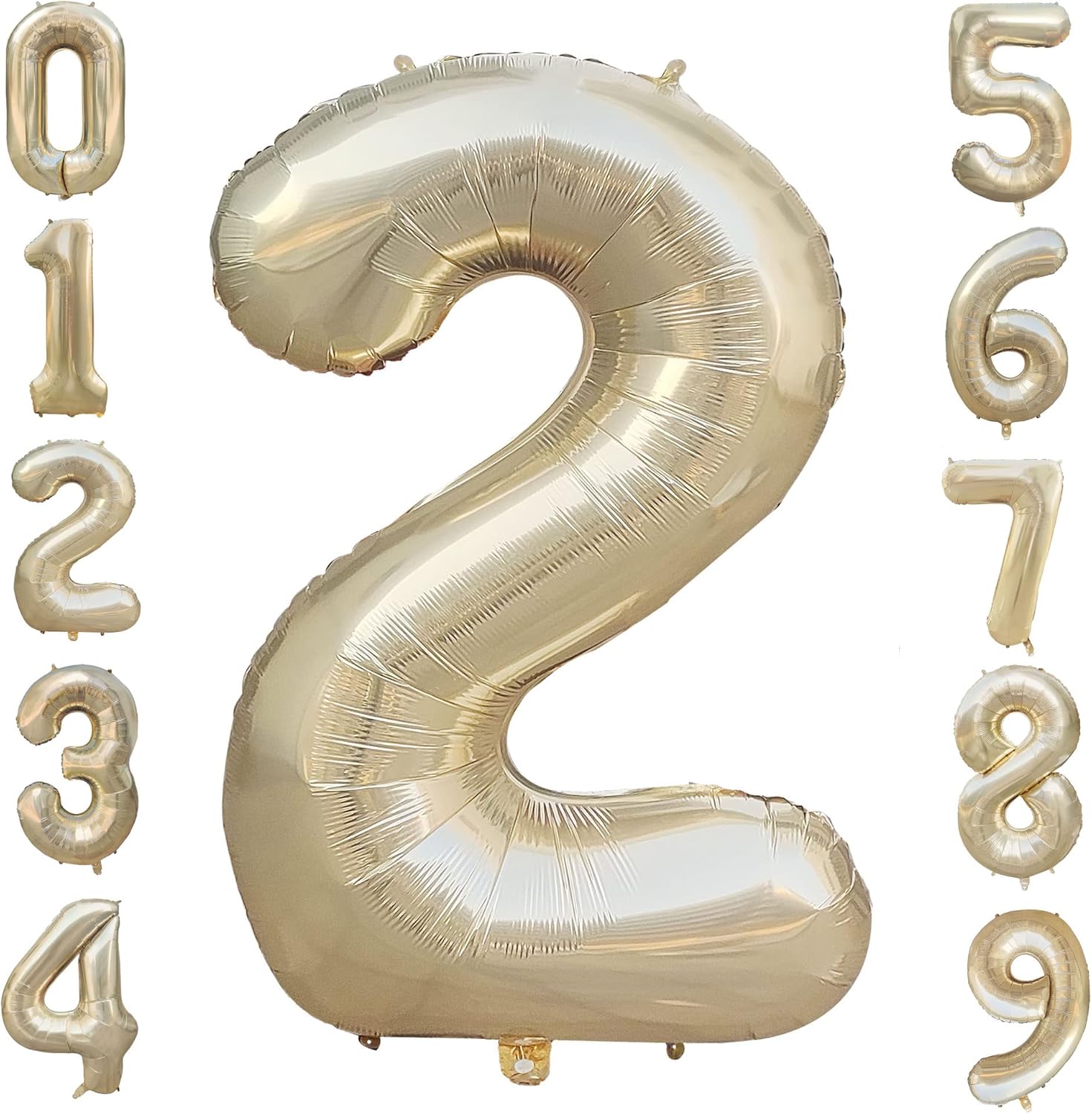 Amazon.com: Number 2 Balloons White Gold Two Balloon for 2 Year Old ...