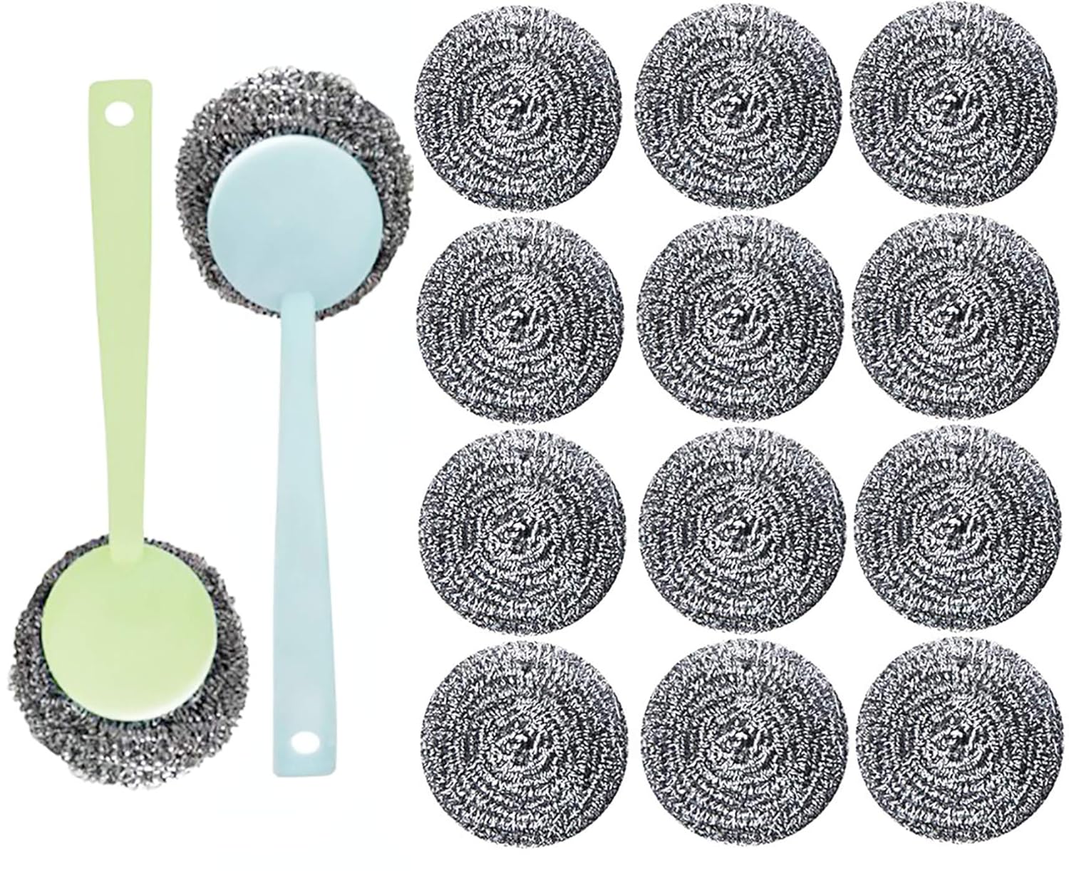 Kitchen Stainless Steel Sponges Scourer Set with Handle-Large Stainless ...
