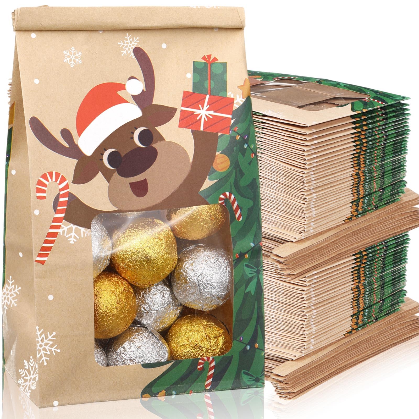 Amazon.com: Fullhawl 120 Pcs Christmas Bakery Bags with Window, 4 x 2. ...