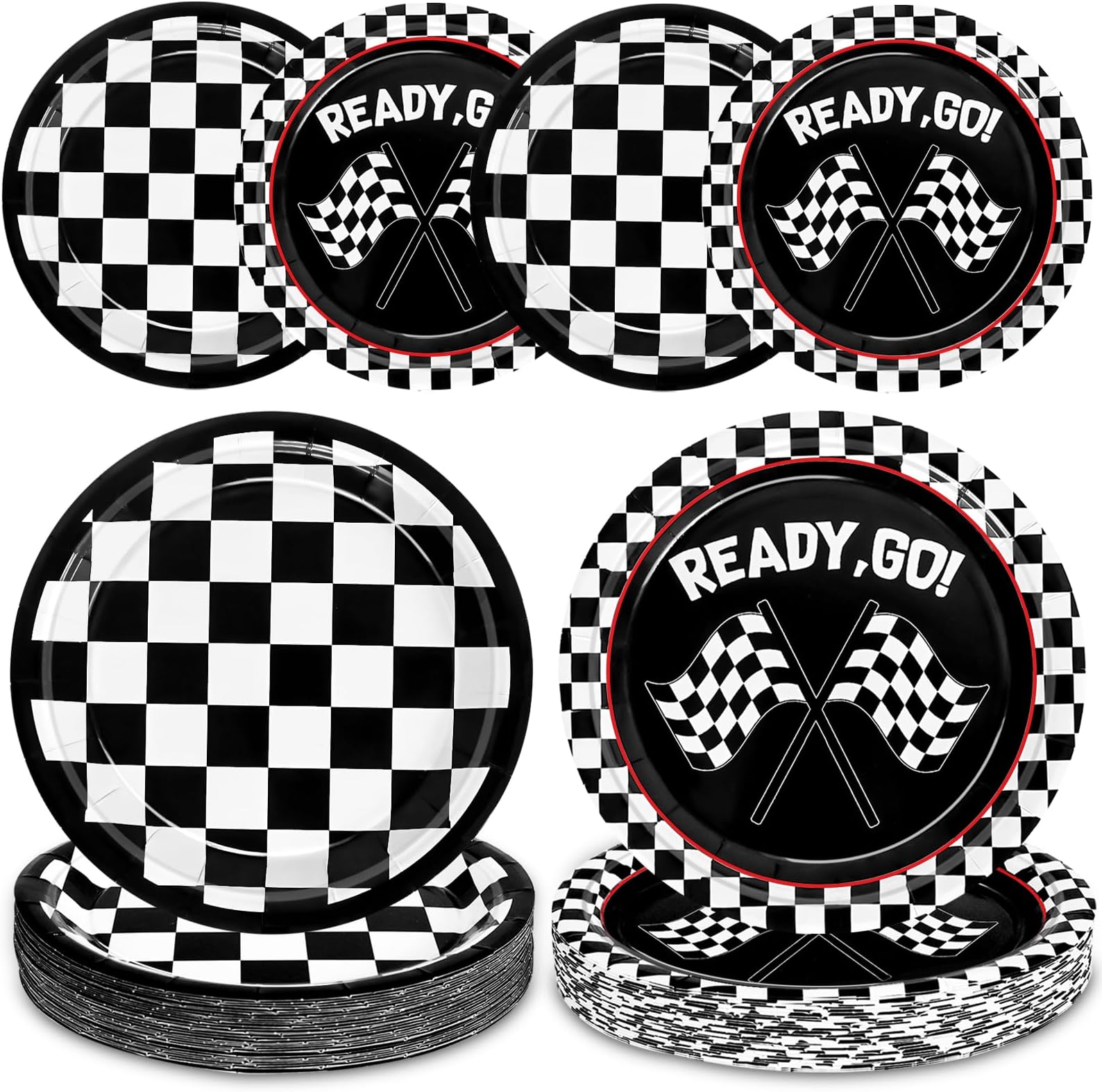 Amazon.com: 96 Pcs Race Car Plates and Napkins Party Supplies Race Car ...