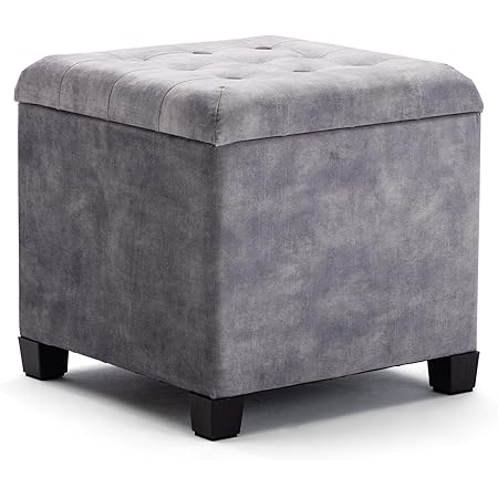 HNNHOME 45cm Round New Velvet Padded Seat Ottoman Storage Stool Box ...