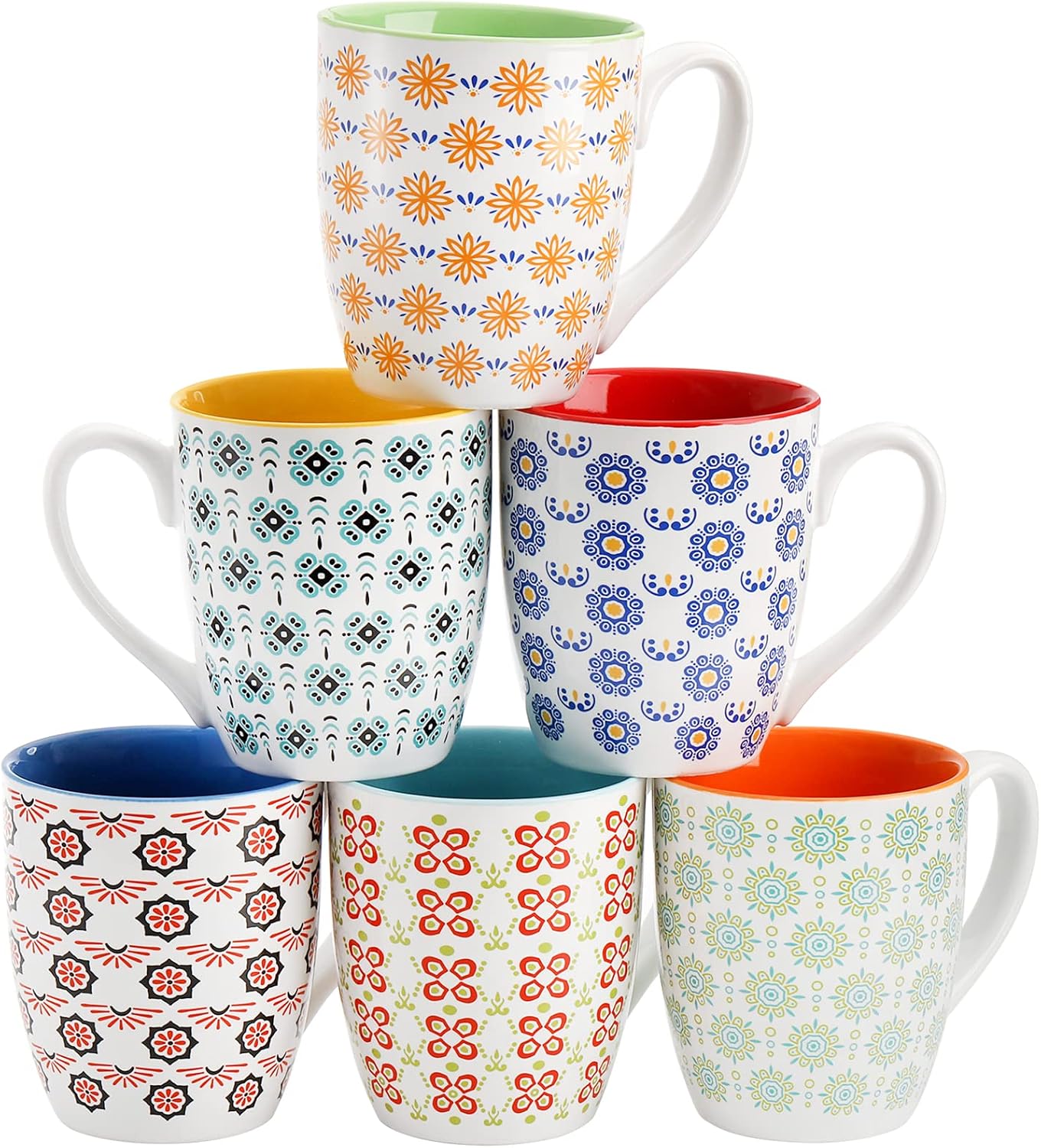 Amazon.com: Frcctre 6 Pack Ceramic Coffee Mugs Set, 17 Ounce Large ...