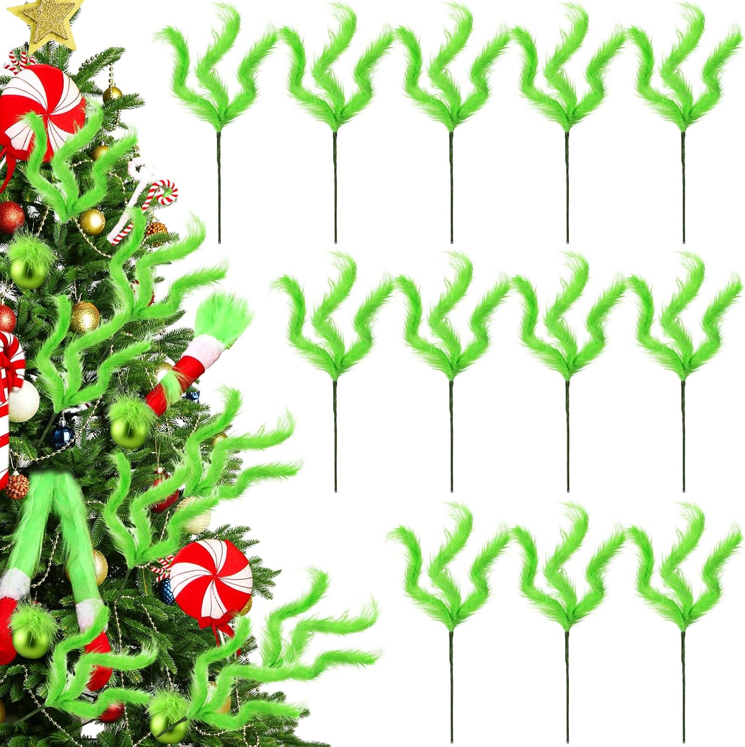 Amazon.com: Gerrii 12 Pcs Christmas Tree Topper 16" Lime Green ...
