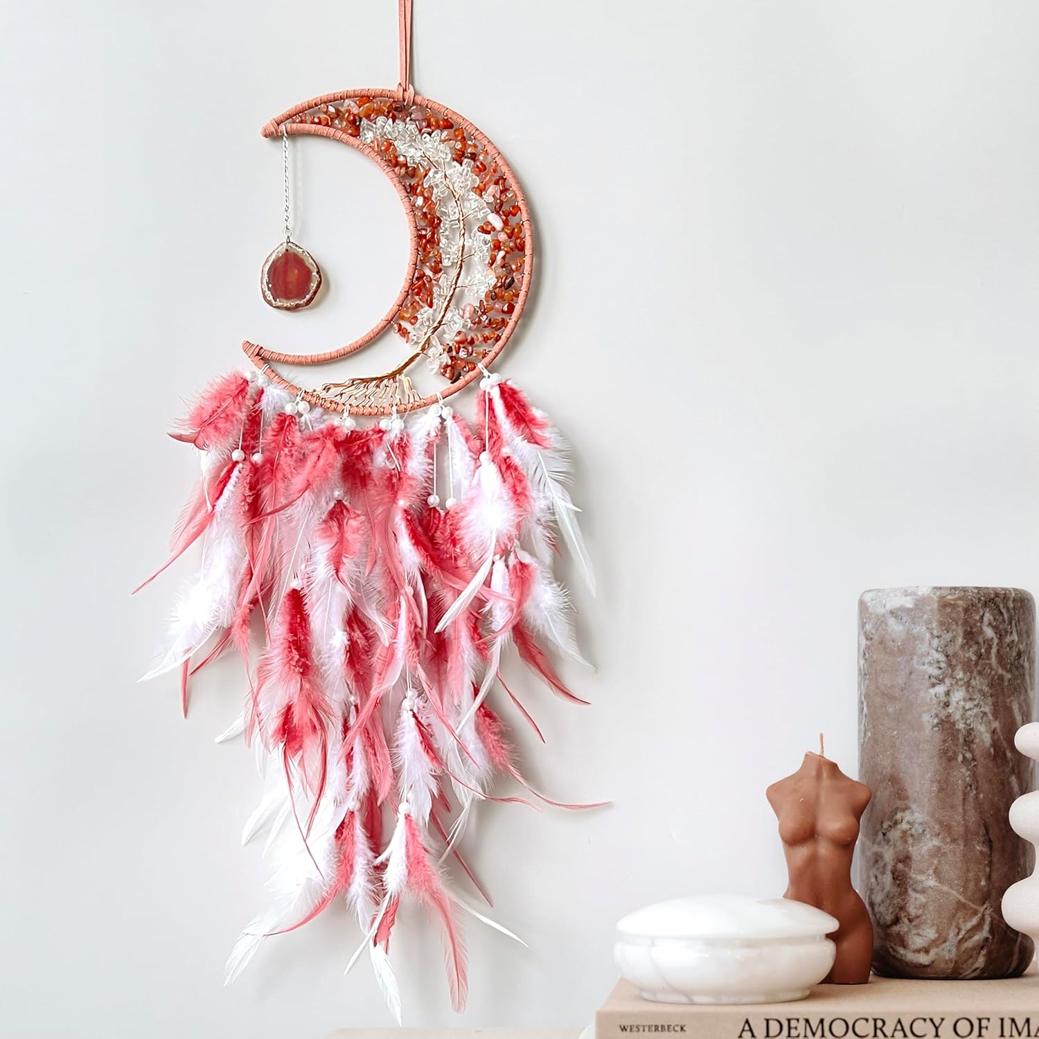 Amazon.com: Moon Dream Catchers with Chakra Gemstone Agate Stone ...