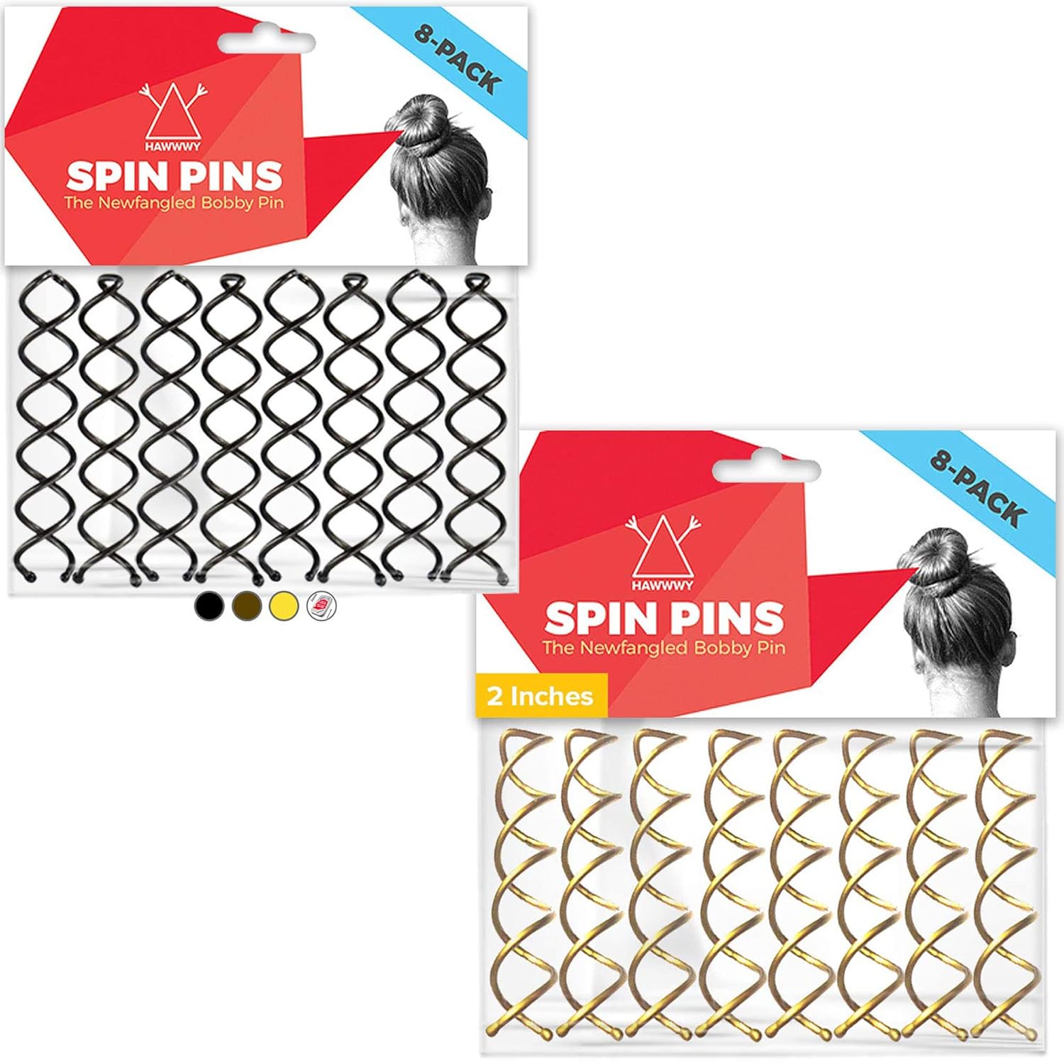 Amazon.com : Hawwwy Spiral Bobby Pins, 2 inches, Premium 8 Pack, Black ...