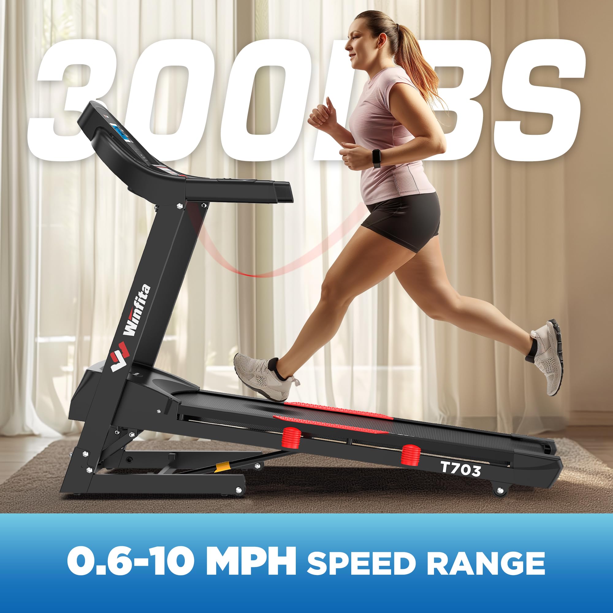 4HP Treadmills for Home, Folding Treadmill with 15% Auto Incline, 300 ...