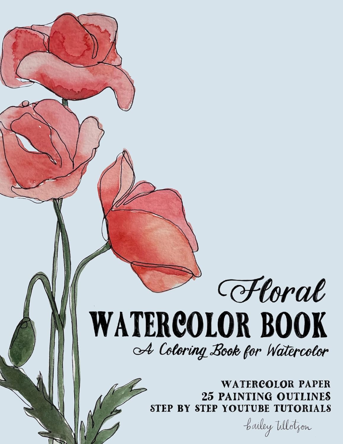 Kreative Haven Floral Watercolor Book - Adult Coloring Workbook for ...