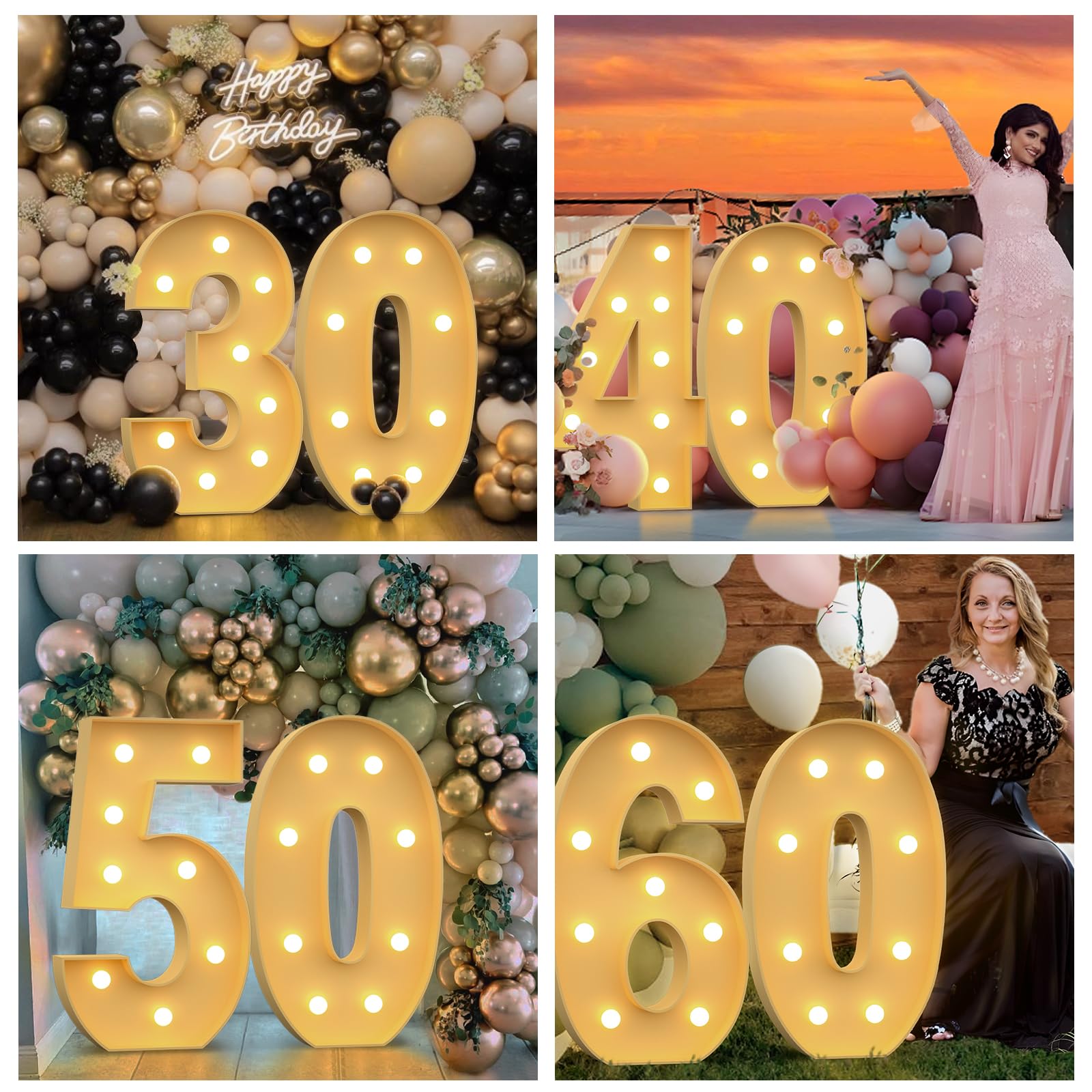 Tongjoy 3FT Marquee Light Up Numbers 5, Marquee Numbers, Mosaic Numbers ...