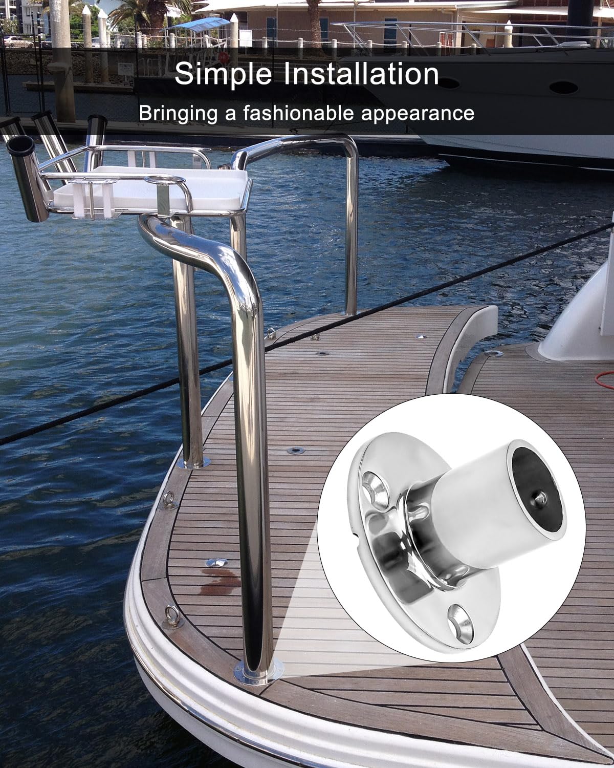 Snapklik.com : Boat Hand Rail Base, Durable Marine Grade 316 Stainless ...
