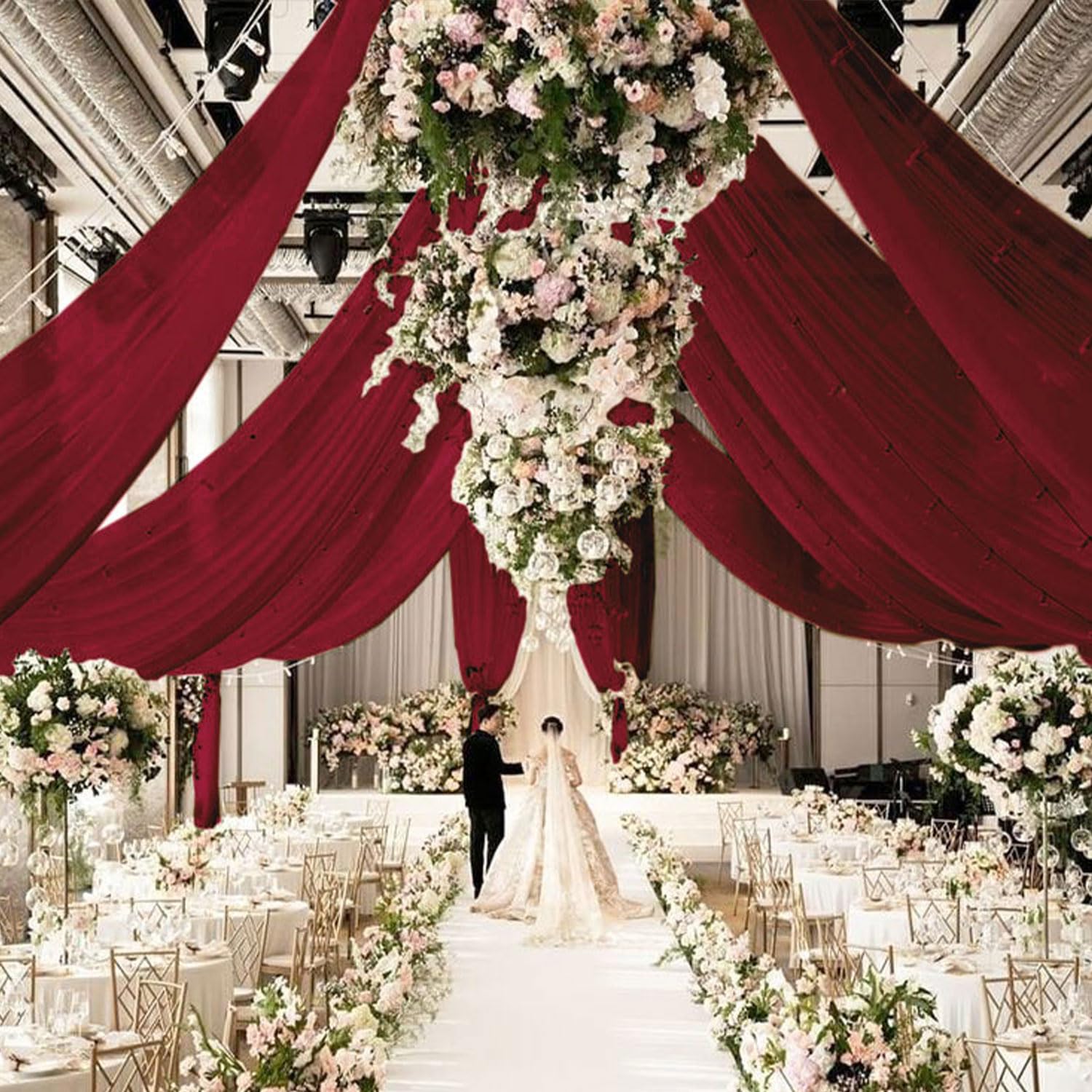 Burgundy Wedding Ceiling Decorations