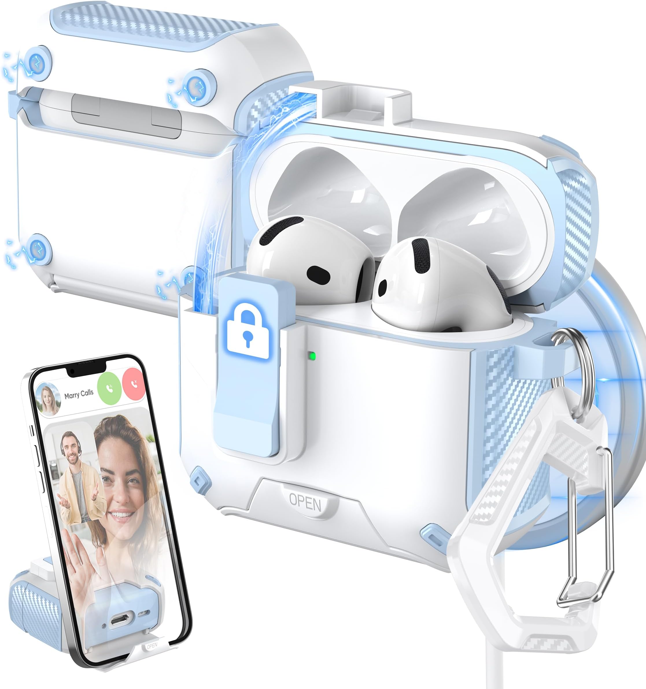 Amazon.com: (with Safety Lock) Compatible with AirPods 4 Case with ...