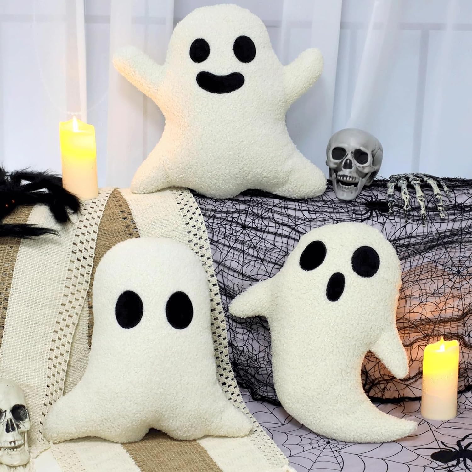 Amazon.com: Justforjoyful 3PCS Halloween Pillow Stuffed Ghost Throw ...