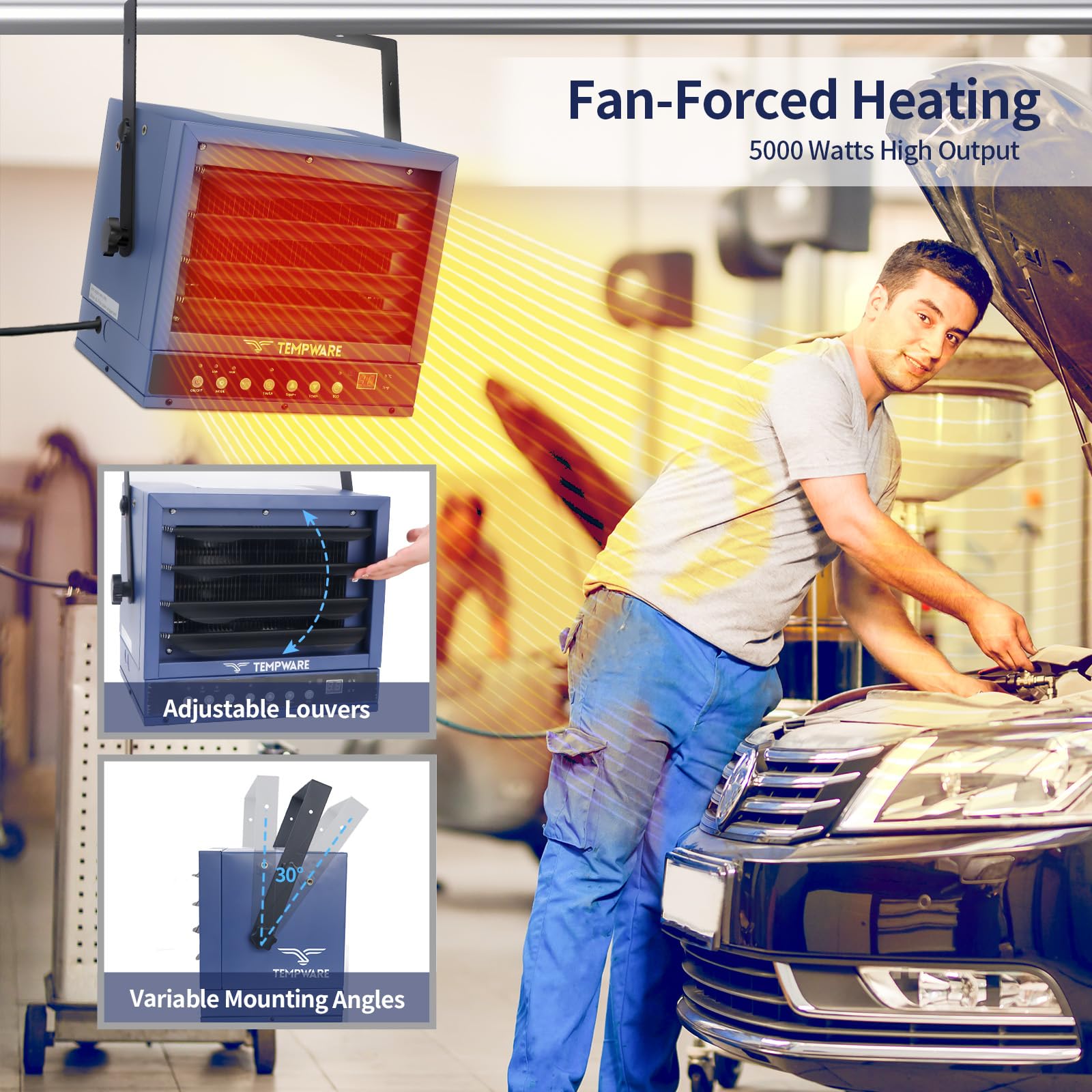 Snapklik.com : TEMPWARE Electric Garage Heater, 5000-Watt Digital Fan ...