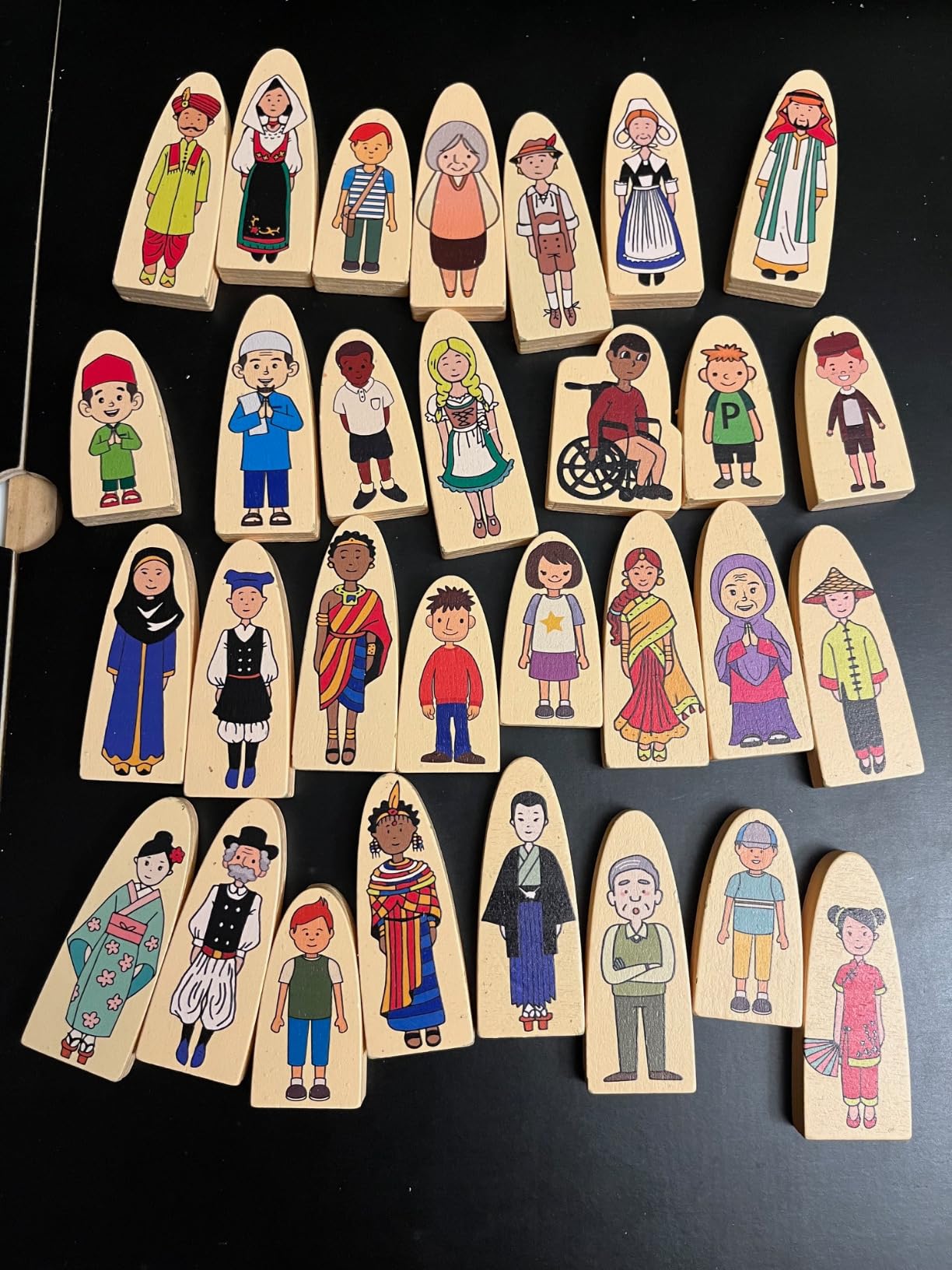 Amazon.com: Syhood 30 Pcs Small Wooden Blocks Multicultural Wooden ...