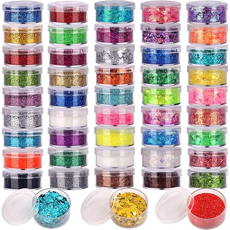 Amazon.com: 48 Boxes Glitter Set, 24 Boxes 5g Fine Glitter&24 Boxes ...