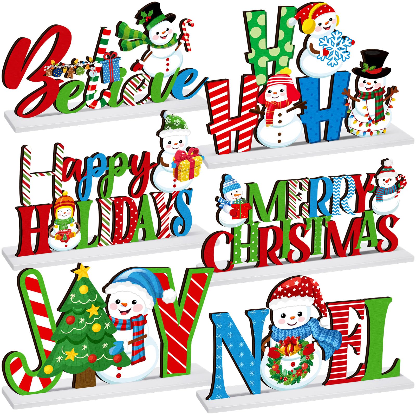 Amazon.com: 6 Pcs Christmas Table Decoration Merry Christmas Table Sign ...