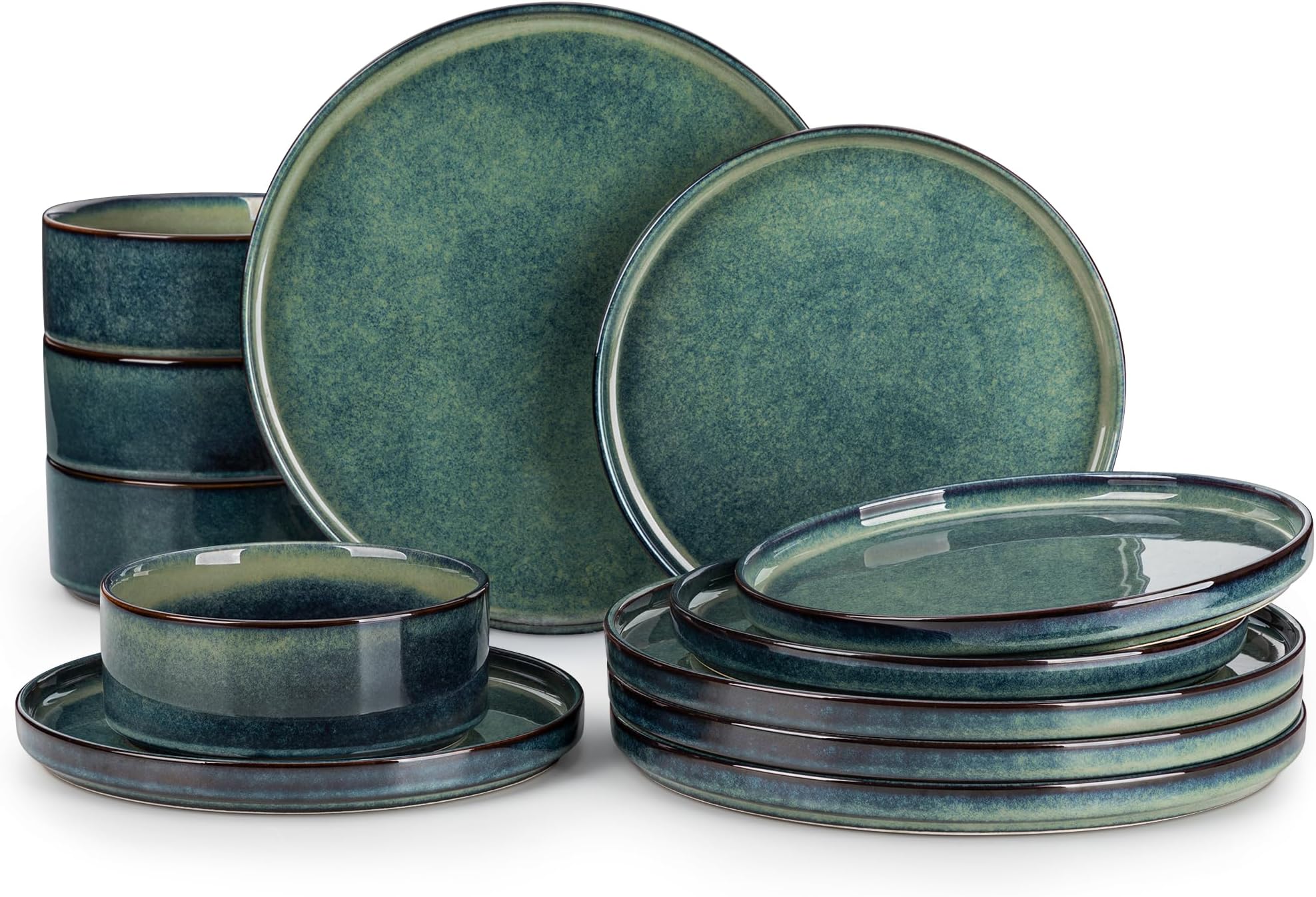 Amazon.com | MALACASA Plates and Bowls Sets, 12 Pieces Modern Stoneware ...