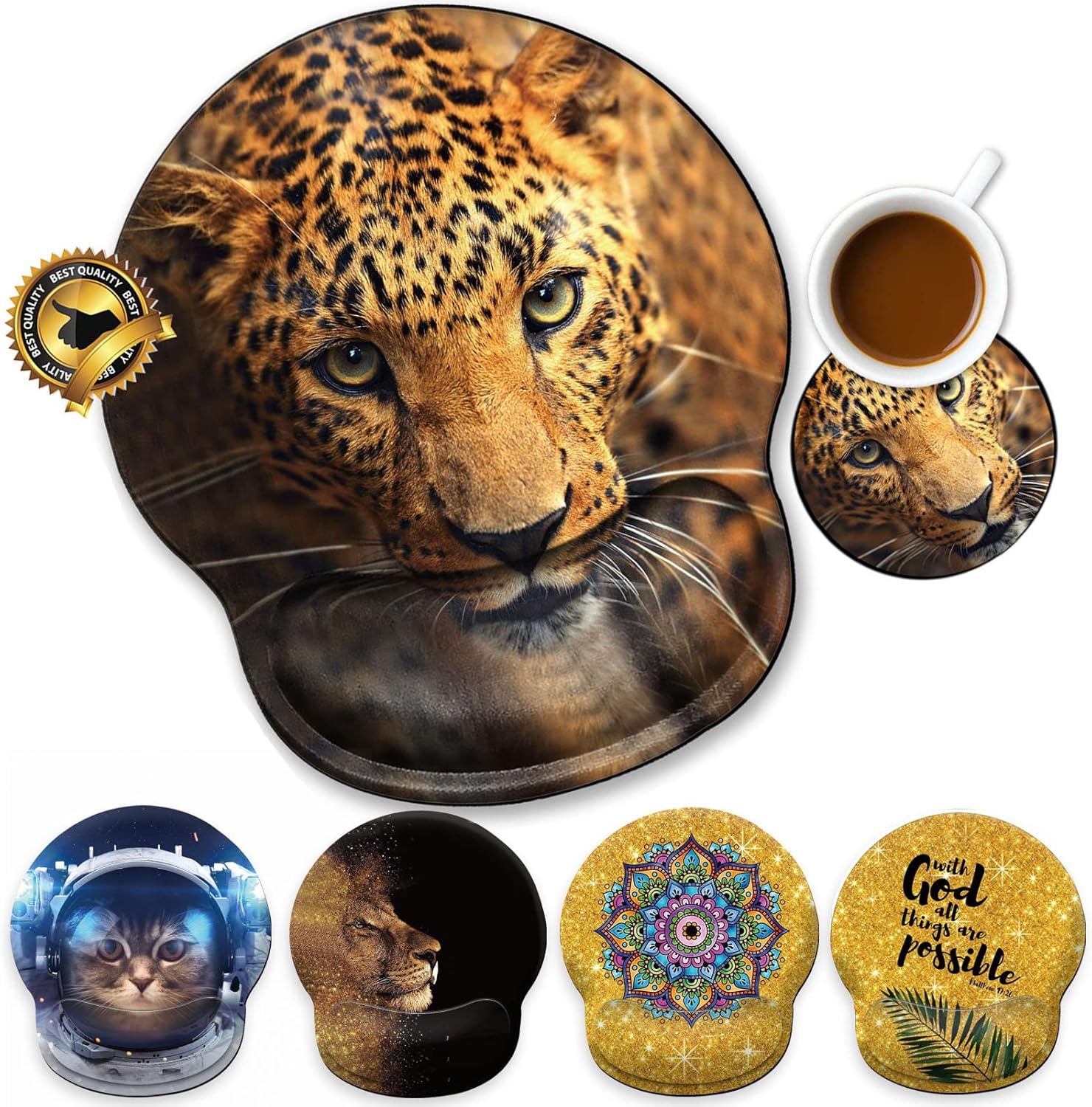 Amazon.com: Mouse Pad with Wrist Support Leopard Ergonomic Mousepad ...