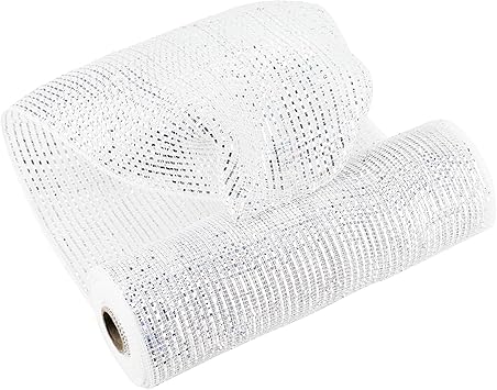 Amazon.com: MEEDEE Silver Mesh Deco Mesh 10 Inch Roll Christmas Mesh ...