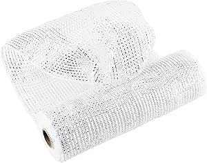 Amazon.com: MEEDEE Silver Mesh Deco Mesh - 10 Inch Roll, Metallic Laser ...