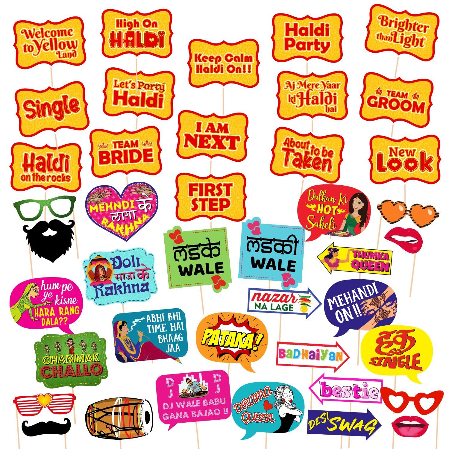 Zyozique Mehndi Photo Booth Props and Haldi Photo Booth Props for ...