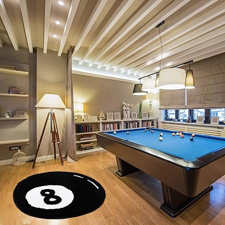 Amazon.com: Black Area Rug, Billiard Pool Eight Ball Carpet, Non-Slip ...