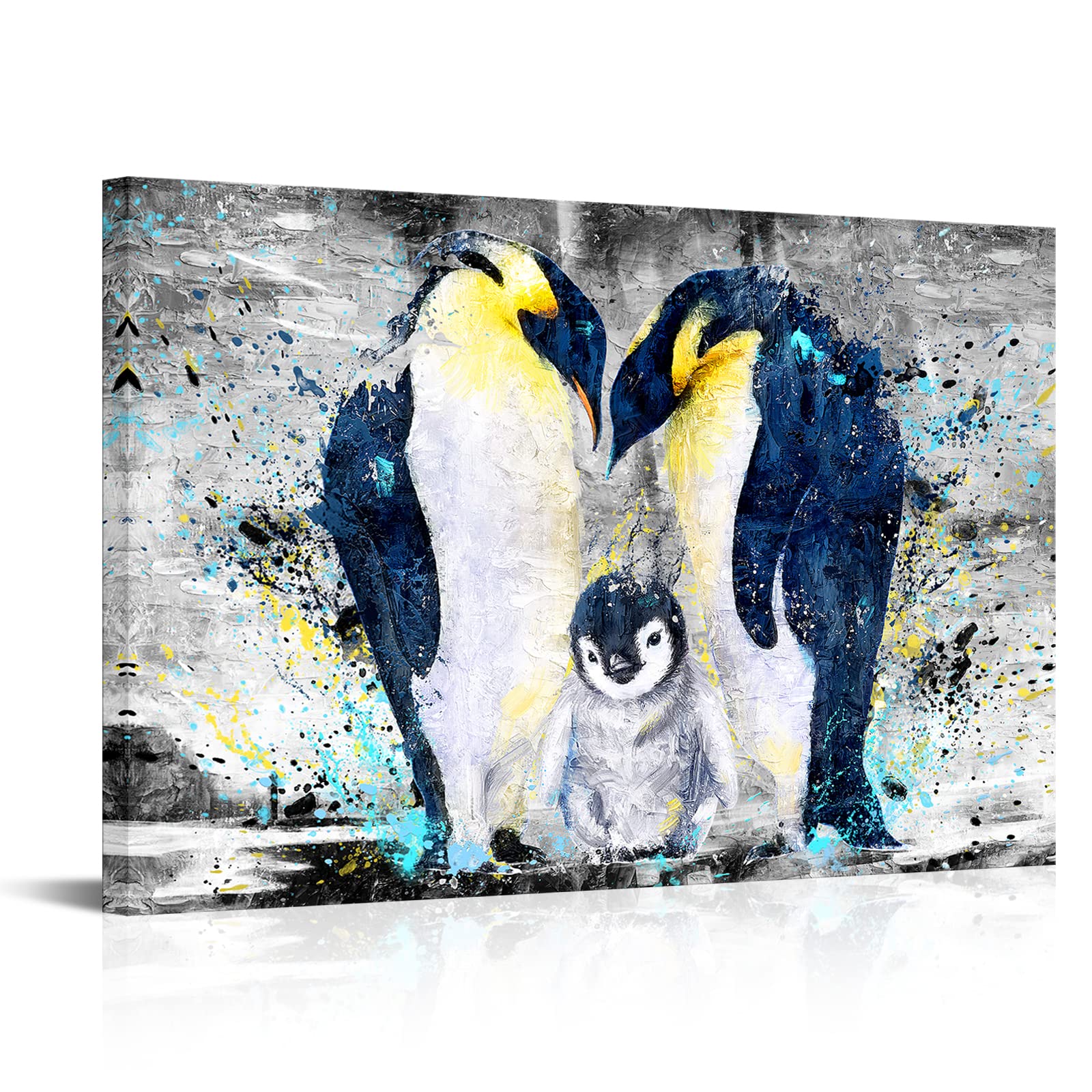 Large Penguin Picture Canvas Wall Art Penguin Family Abstract Animal ...