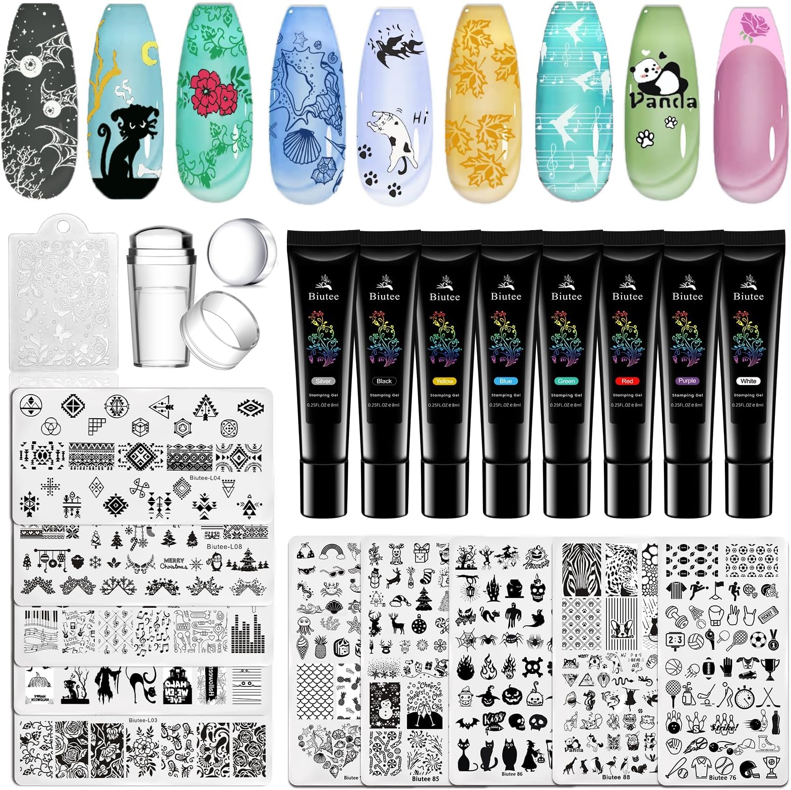 Amazon.com: Biutee Nail Stamping Plates 21Pcs Set 8 pcs Nail stamping ...