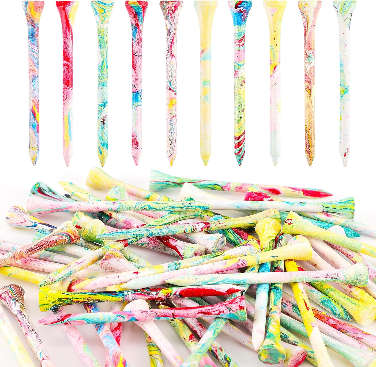 50 Pack Wood Golf Tees Funny Golf Tees Multicolors Golfing Tee Reduce ...