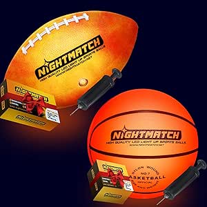 Amazon.com : NIGHTMATCH Glow in The Dark Football and Basketball ...