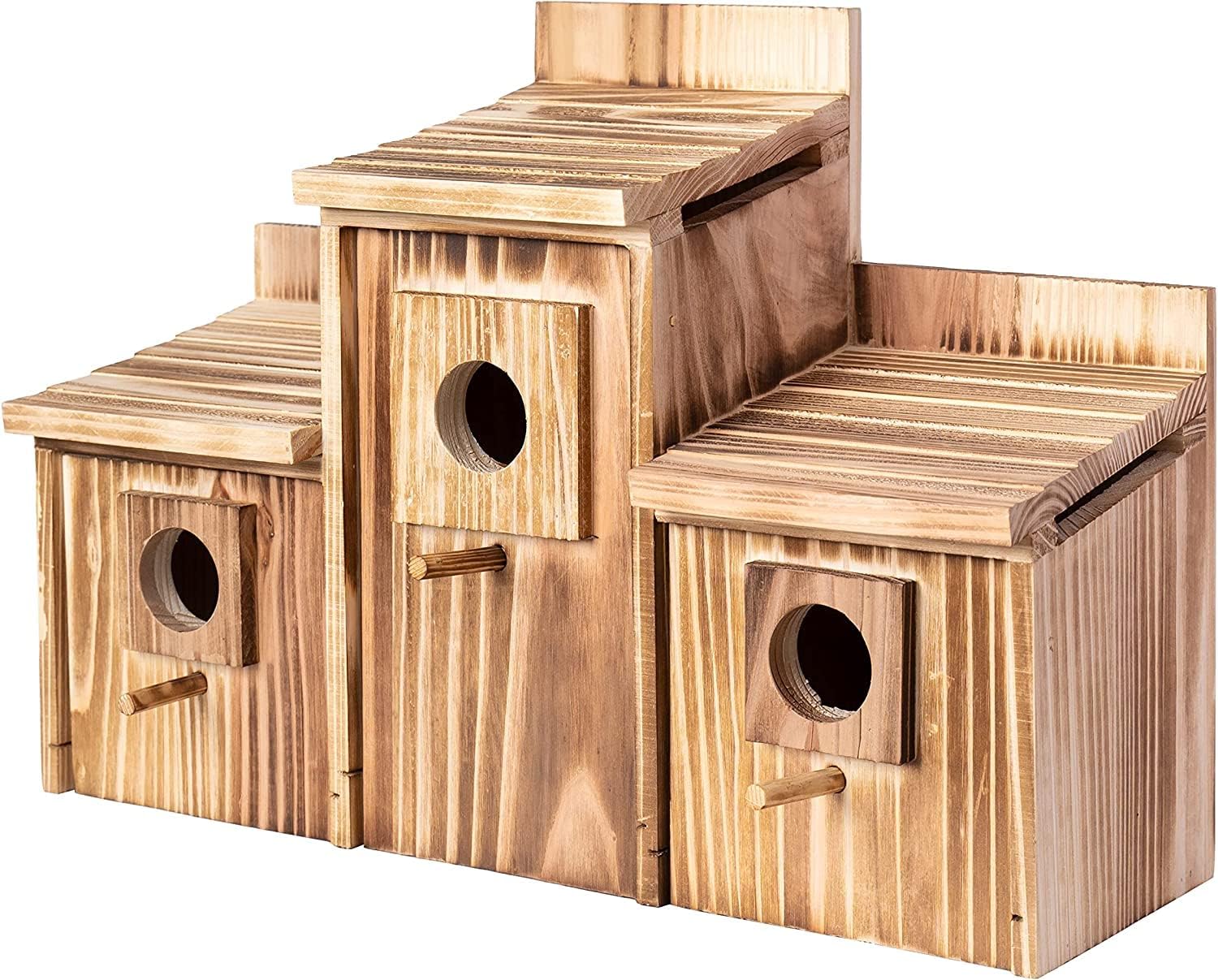 Amazon.com: MIXUMON Bird Houses for Outside, Outdoor 3 Hole Bird House ...