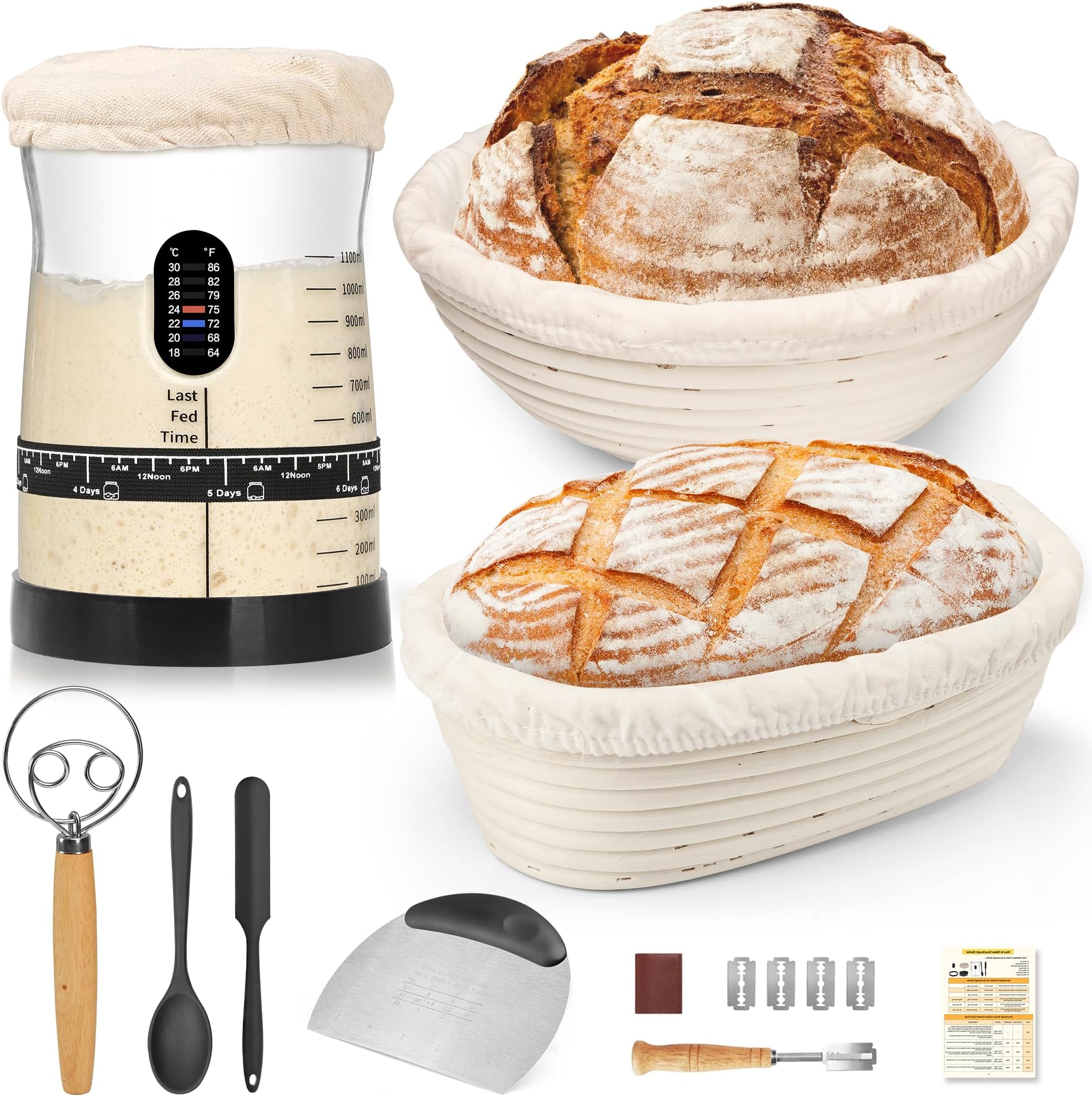 Amazon.com: Coco Bird Pro Sourdough Bread Baking Supplies- 50oz Large ...