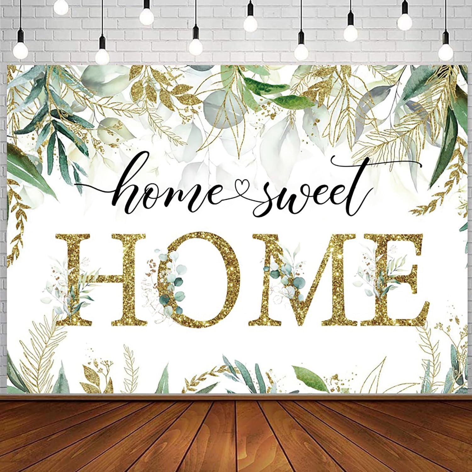 Amazon.com : TOENGS 10x8ft Housewarming Backdrop Green Leaves New House ...