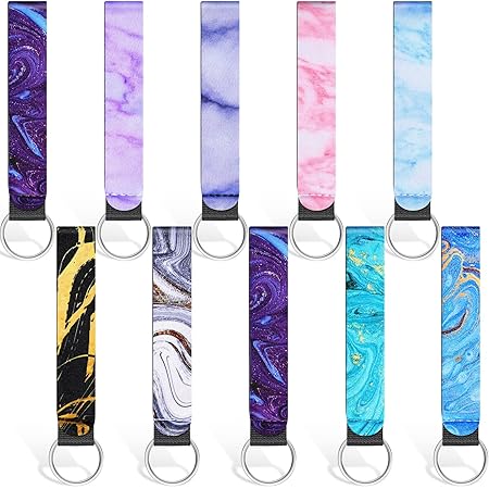Amazon.com: 20 Pieces Neoprene Keychain Wristlet Key Chain Lanyard ...