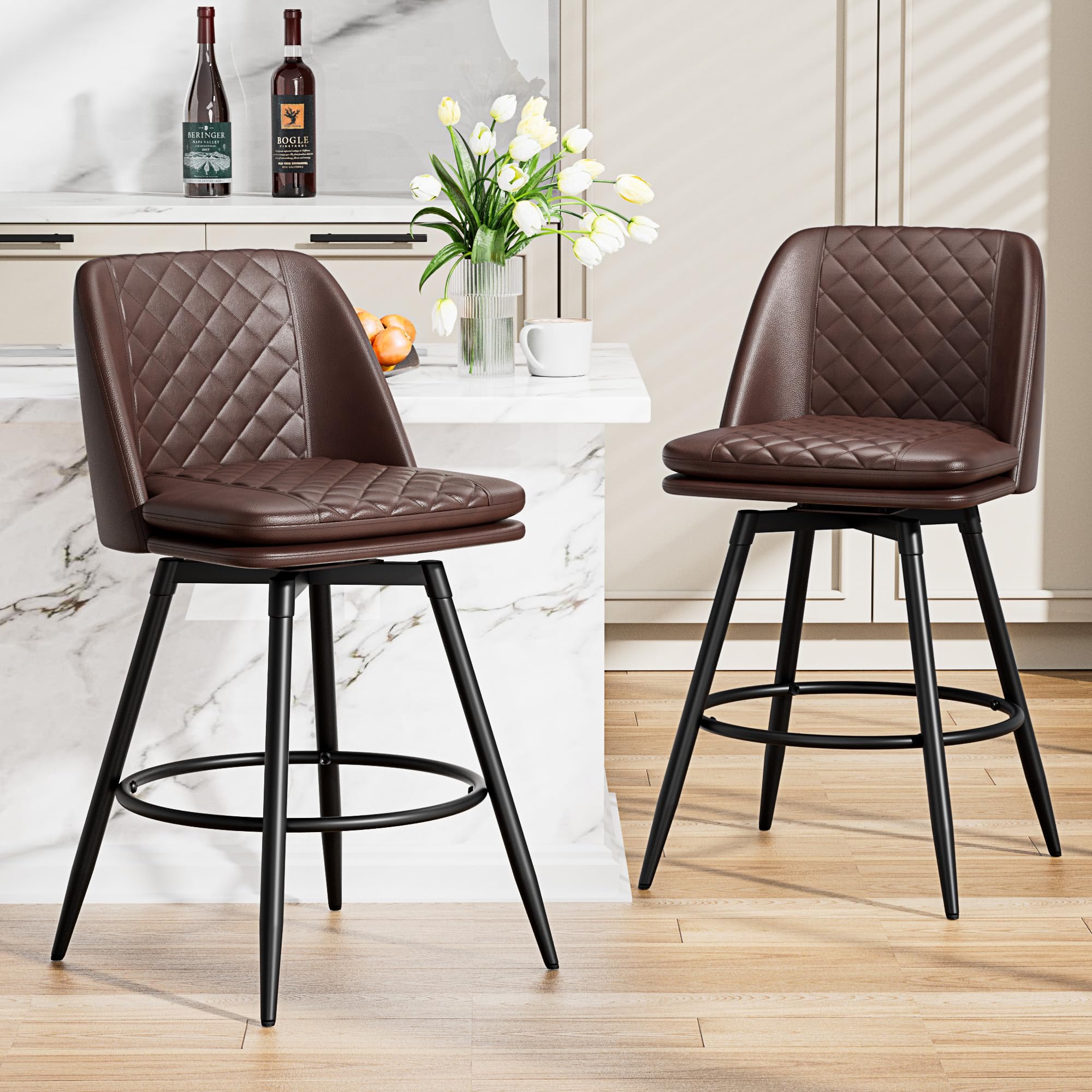 Amazon.com: 26 inch Bar Stools Set of 2, 360° Swivel Counter Height ...