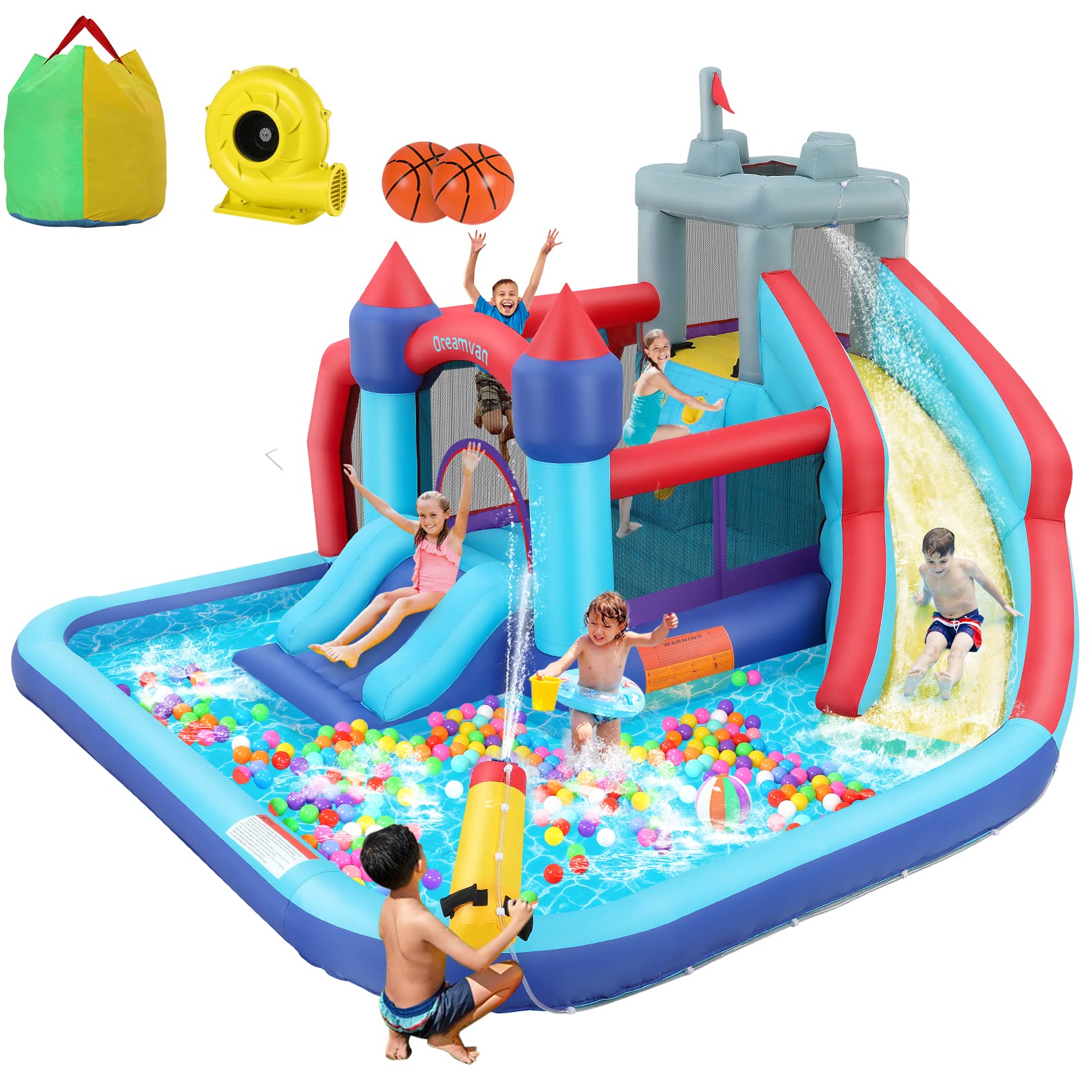 Buy Inflatable Water Slide Park, 10-in-1 Bounce House Waterslide Combo ...