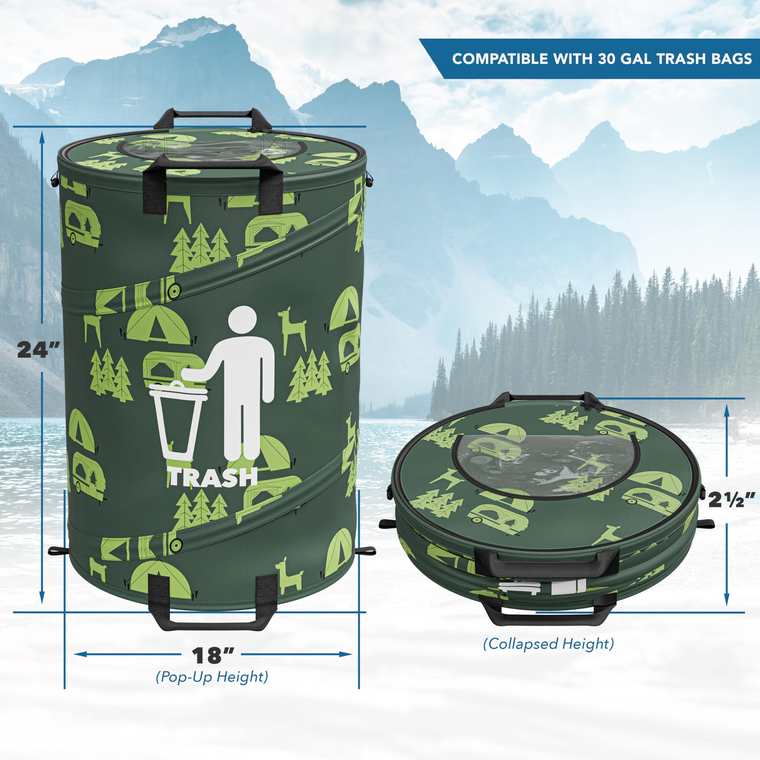 Snapklik.com : Leisure Coachworks 30 Gallon Collapsible Pop-Up Trash ...