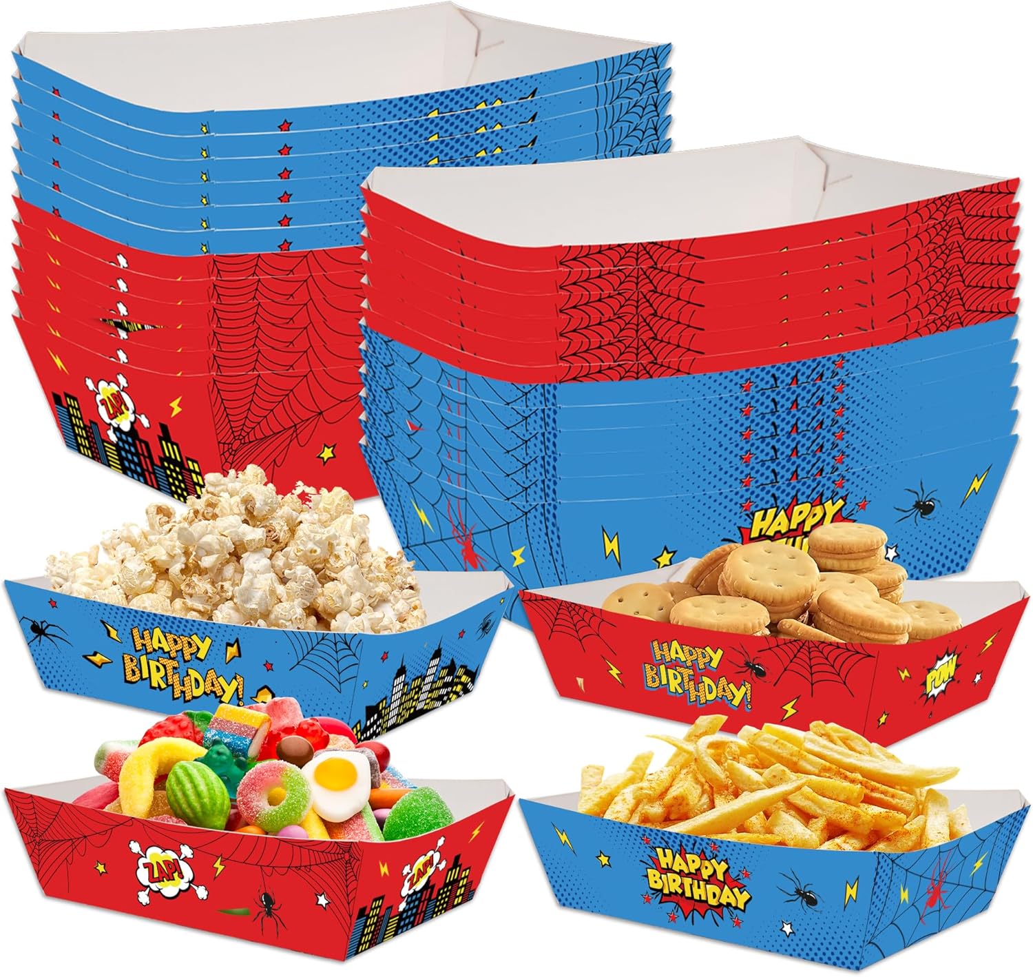 Amazon.com: 24 Pcs Spider Snack Tray Party Supplies - Spider Disposable ...