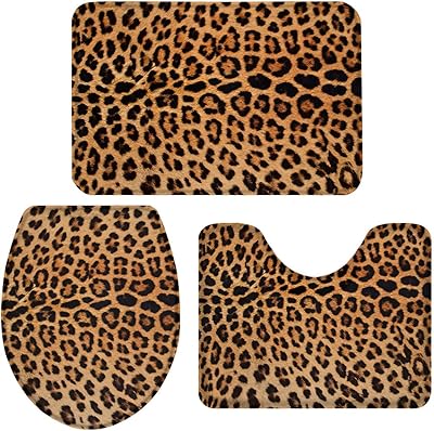 Amazon.com: DSMEUE 4 Pieces Bathroom Rug Sets,Brown Black Leopard Skin ...